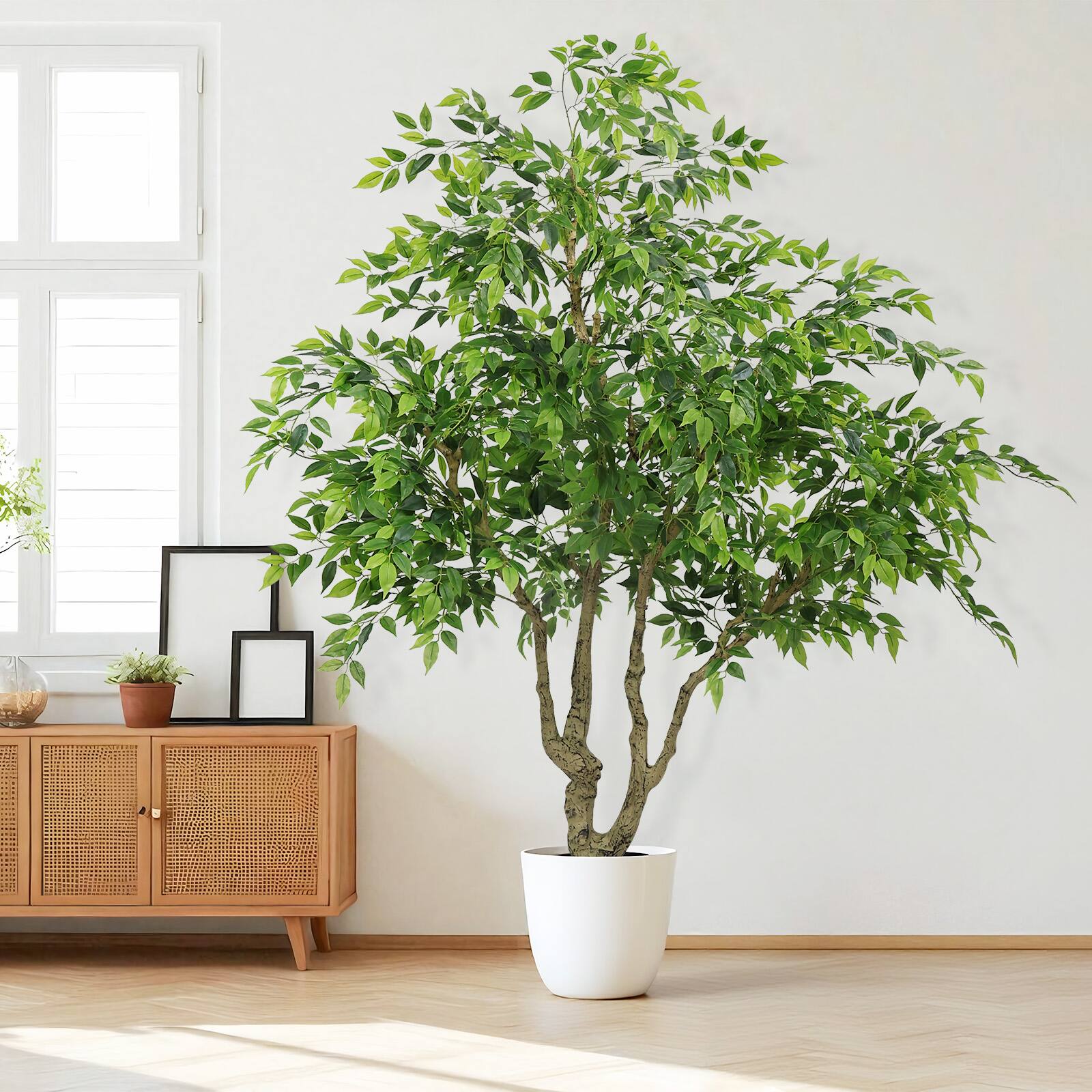 Glintex 7FT tall artificial banyan tree with natural trunk and ...