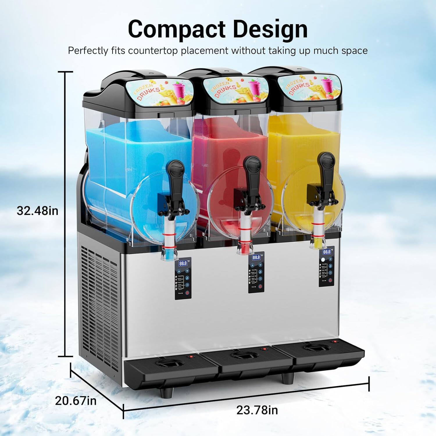 Mirfee 3 Tank Commercial Slushy Machine, 3x15L Independent Tanks, No ...
