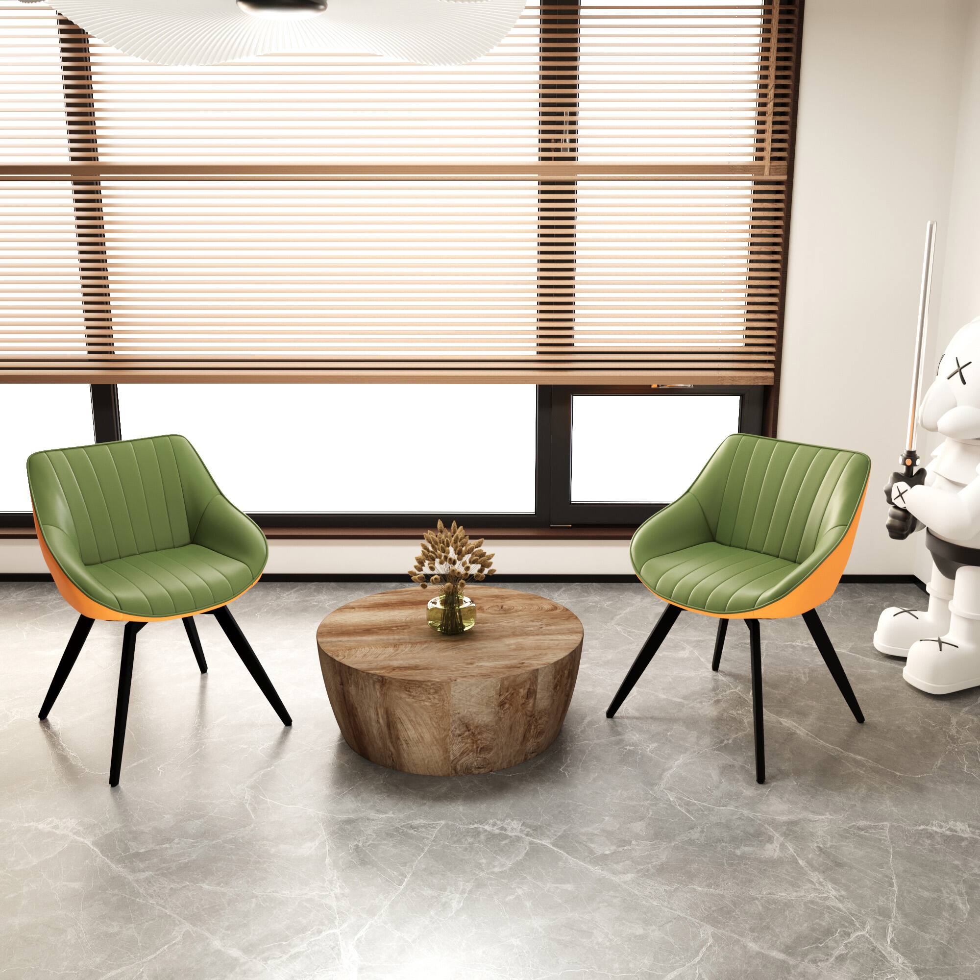 TinyHomie 29.53in MDF coffee table and 2 PU dining chair set drum ...