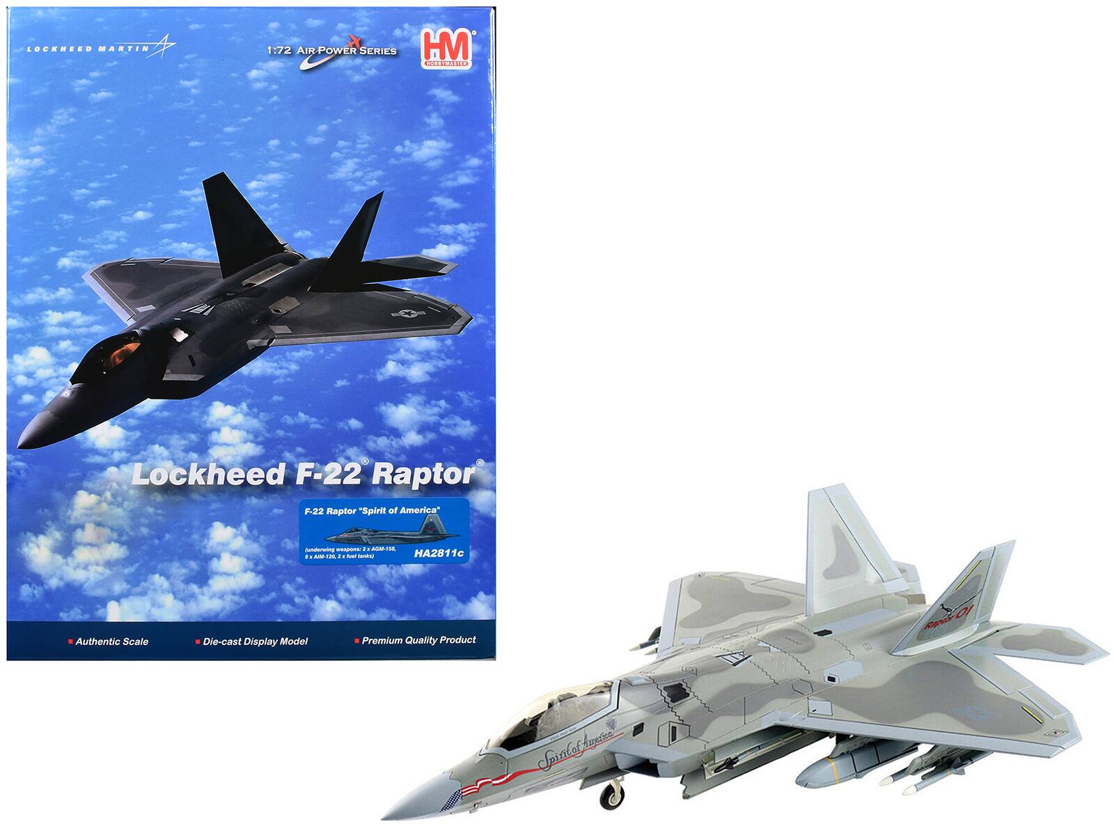 Hobby Master Lockheed F 22 Raptor Stealth Aircraft "Spirit of America ...
