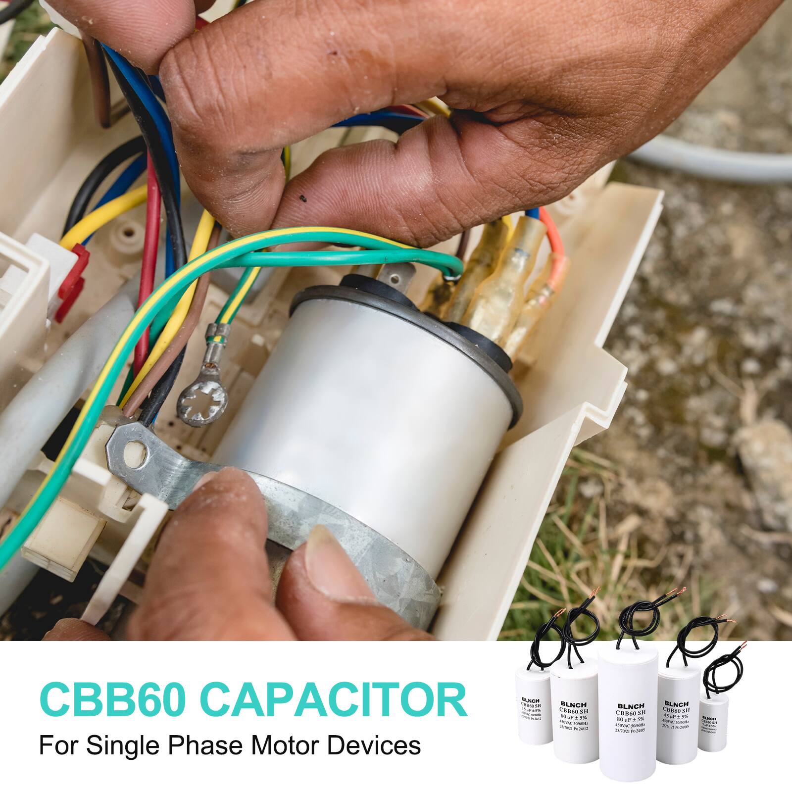 Unique Bargains 2pcs 50uF CBB60 Running Capacitor, AC 450V 2 Wire for ...