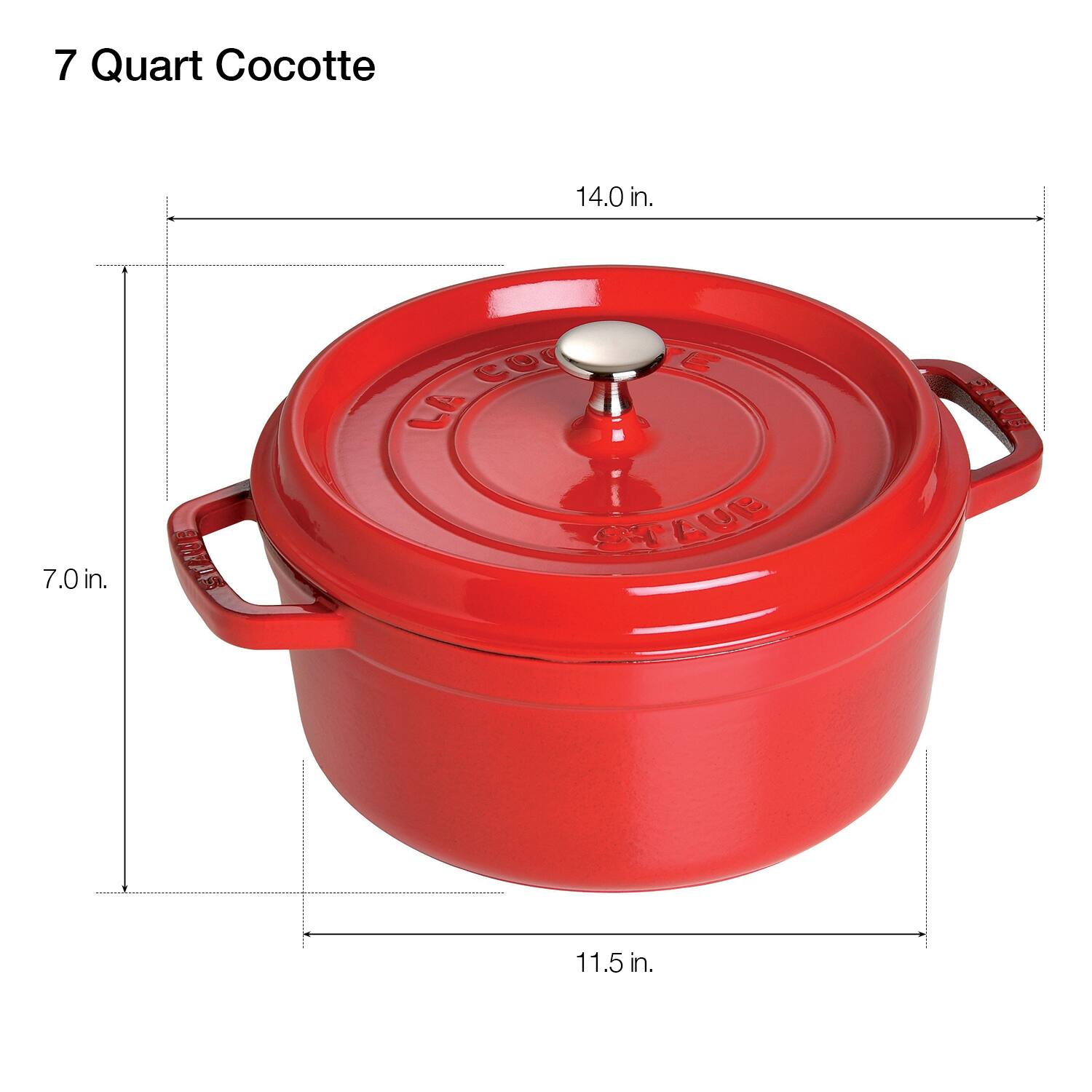 Staub Cast Iron Round Cocotte, Dutch Oven, 7 quart, serves 7 8, Made in ...