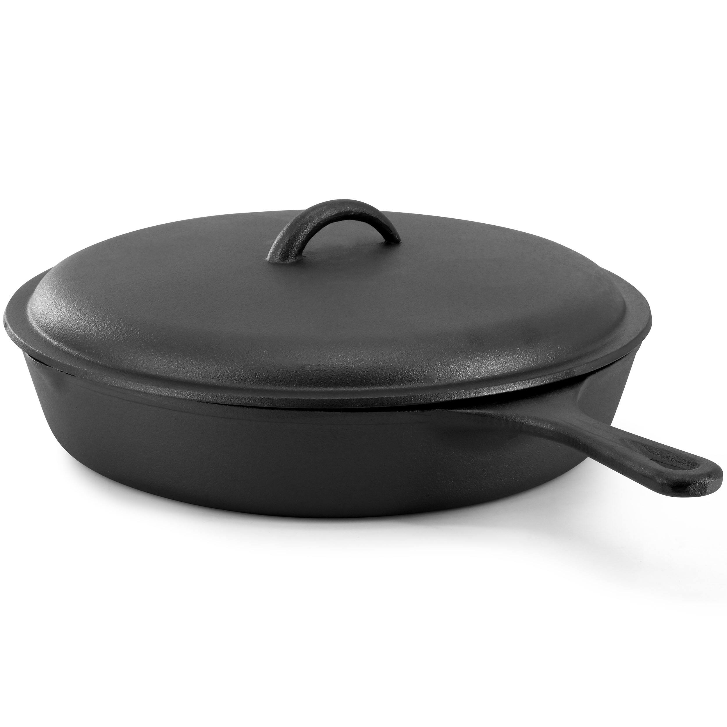 MegaChef 12 Inch Pre Seasoned Cast Iron Skillet with Cast Iron Lid ...