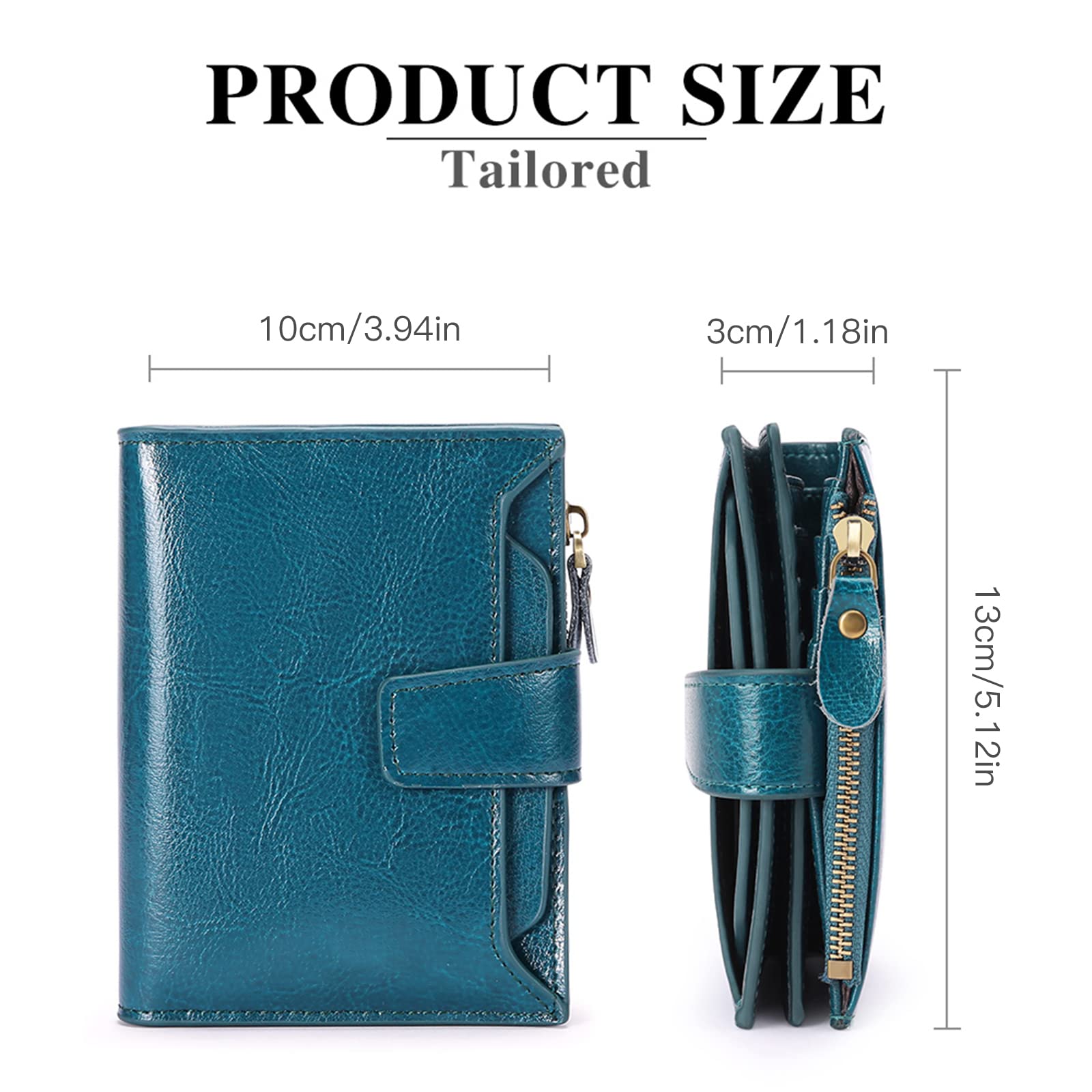 Jadie Link Small Women Wallet Genuine Leather Rfid Blocking Bifold Zipper Pocket Card Holder ...