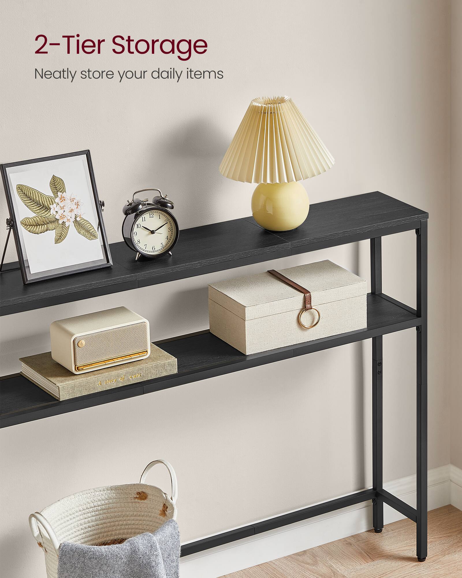 Songmics Home Console Table, 2 Tier Sofa Table, 7.9 x 39.4 x 31.5 ...