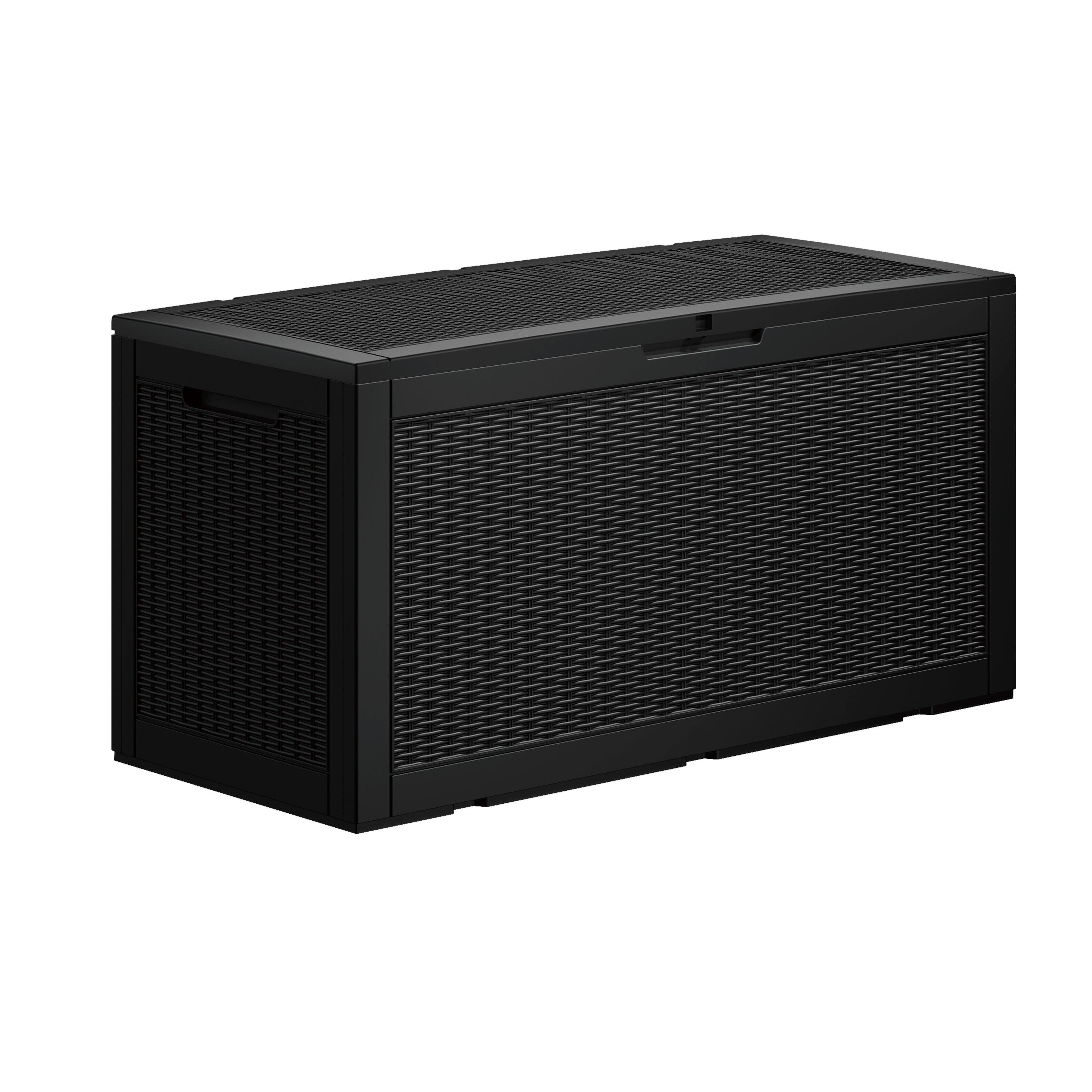 Decksplore 100 Gal. Outdoor Resin Waterproof Deck Box with Lockable Lid ...