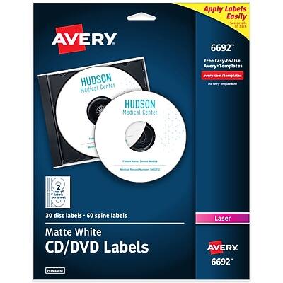 Avery Color Laser CD Labels, Matte 2 Labels/Sheet, 15 Sheets/Pack, 30 ...