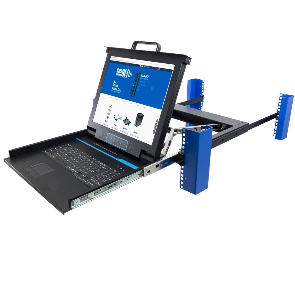 RackSolutions 1U Sliding KVM with Keyboard, Trackpad, and 17" Monitor 1 ...