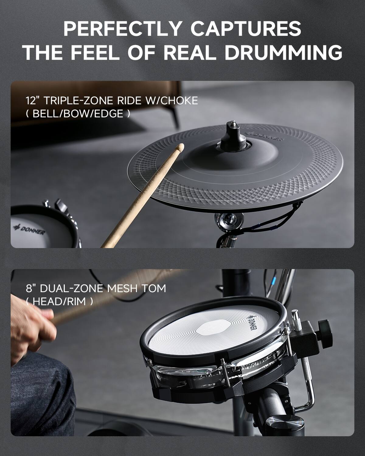 Donner music Donner Beat Electronic Drum Set Black Donner Beat E-Drum ...
