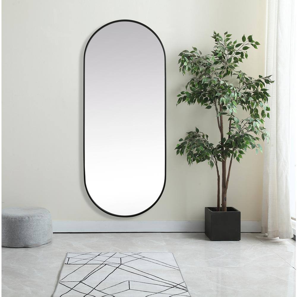 Elegant Decor Metal Frame Oval Mirror 30x72 Inch Black BG3608435 - Best Buy