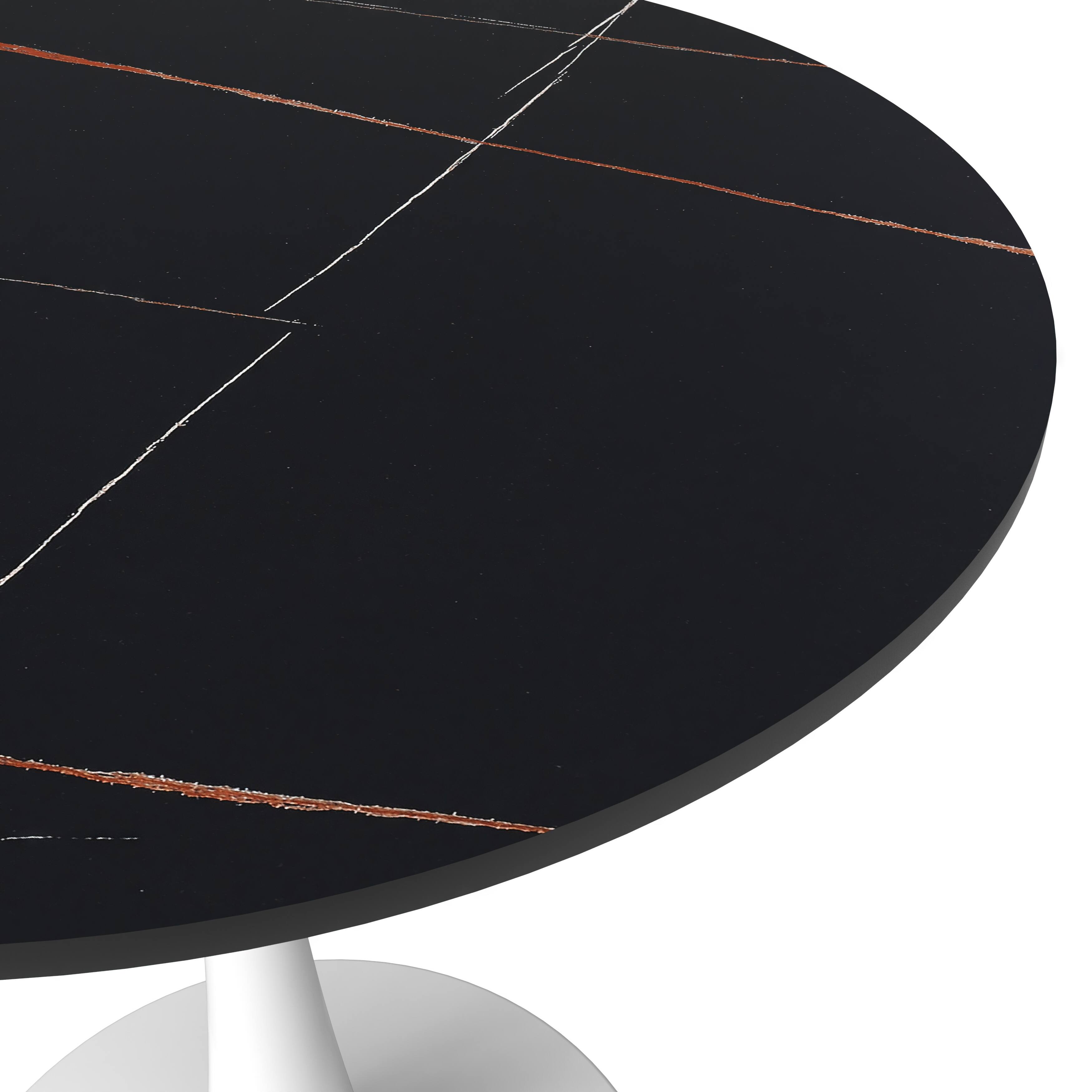 LeisureMod Bristol 24" Modern Round Dining Table with White Pedestal ...