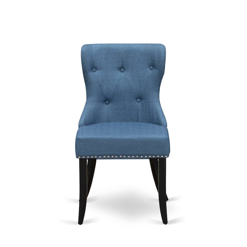 East West Furniture Set of 2 Dinner Chairs Includes Wood Structure with ...