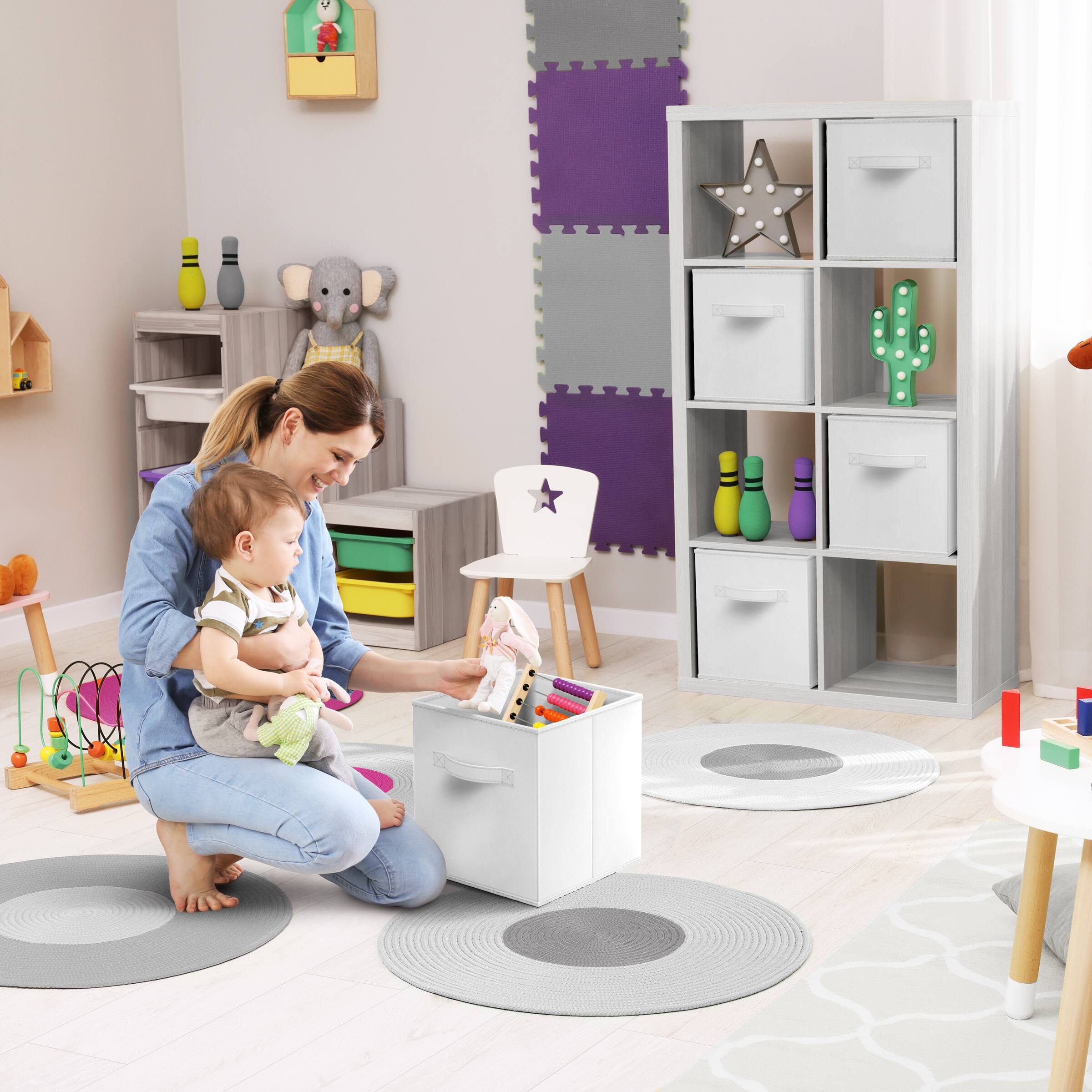 Sorbus Fabric Storage Cubes, 6 Foldable Storage Bins for Organizing Pantry, Cubbies, Toy Box ...