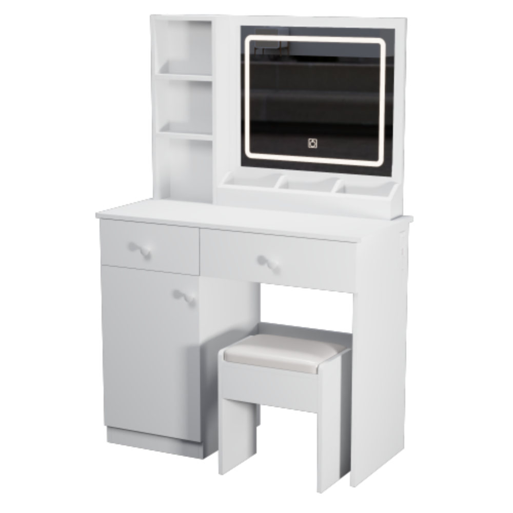 LUCKY ONE Vanity Desk with 3 Color Adjustable Lighted Mirror, Multiple ...