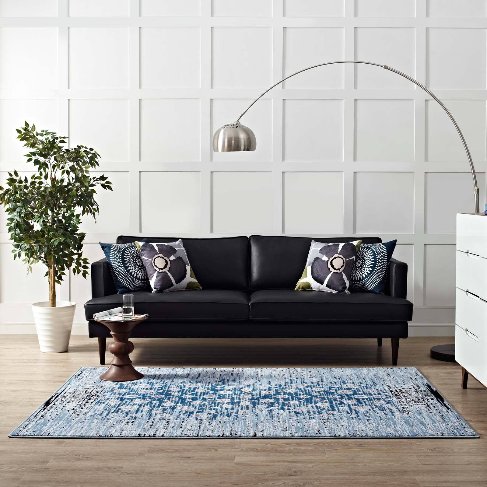 Modway Chiara Distressed Floral Lattice Contemporary Area Rug Moroccan ...