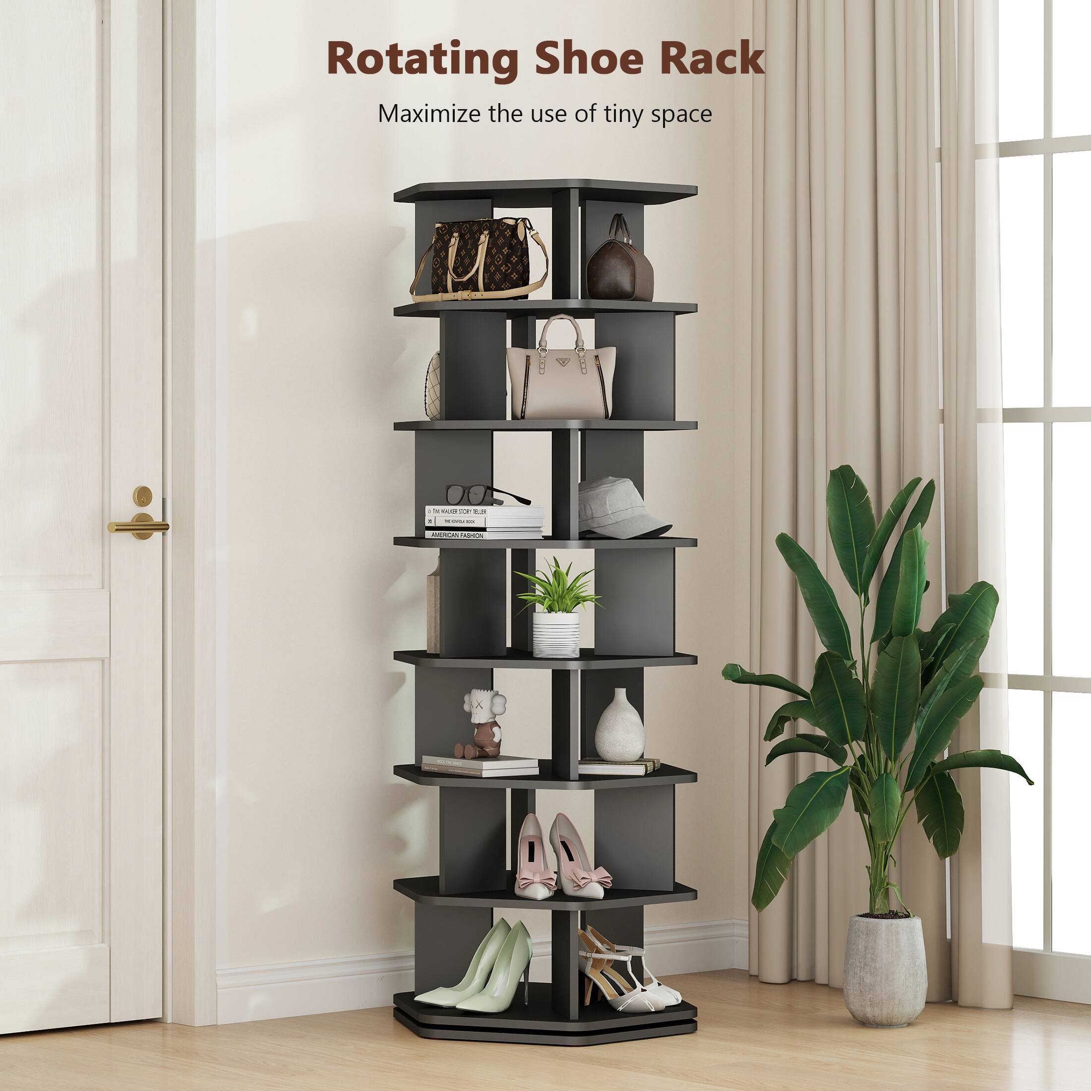 Skyzoo 360° Rotating Shoe Rack 7 Tier Hexagon Spinning Shoe Organizer ...