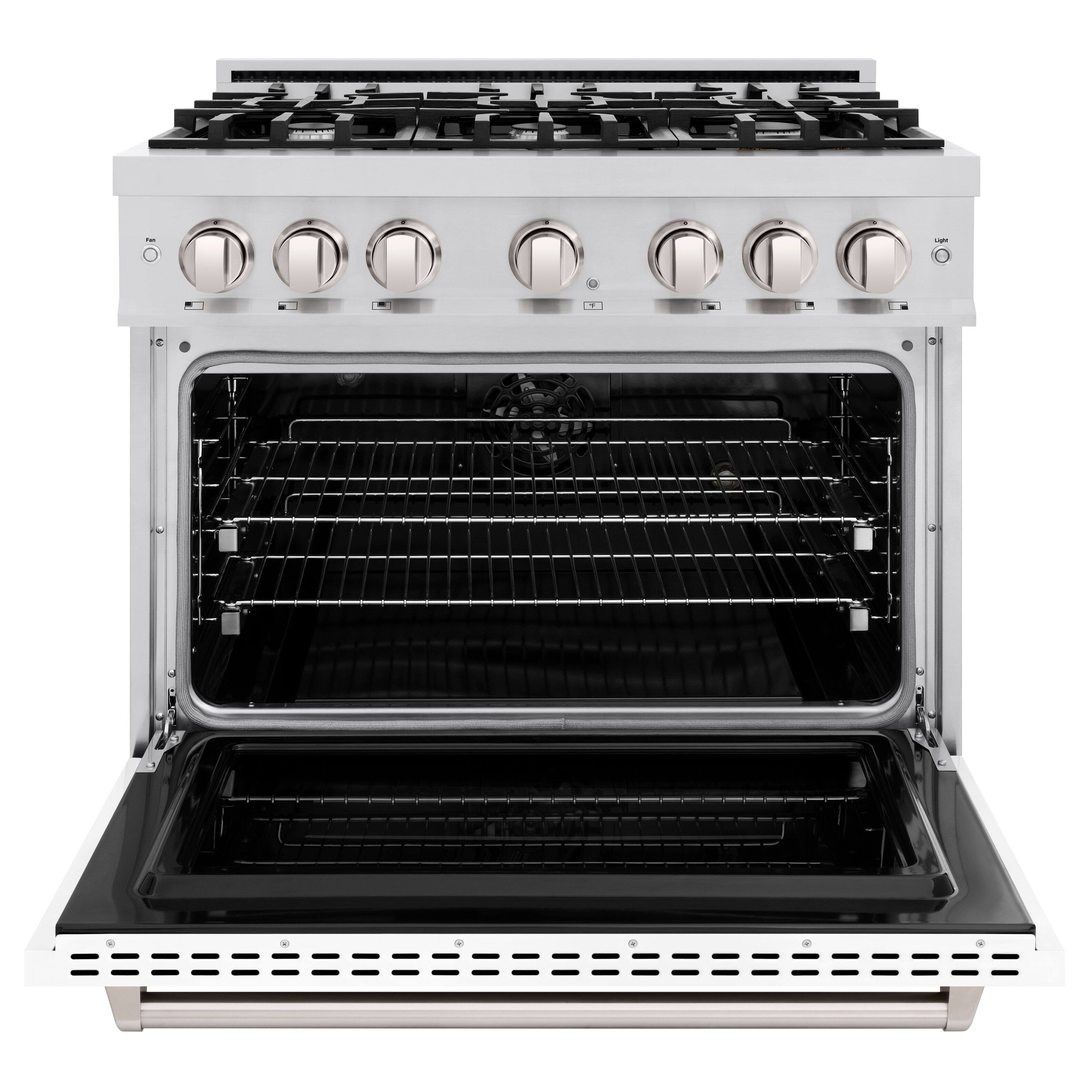 ZLINE 36" Classic Dual Fuel White Matte Door Range w/ 6 Burners ...