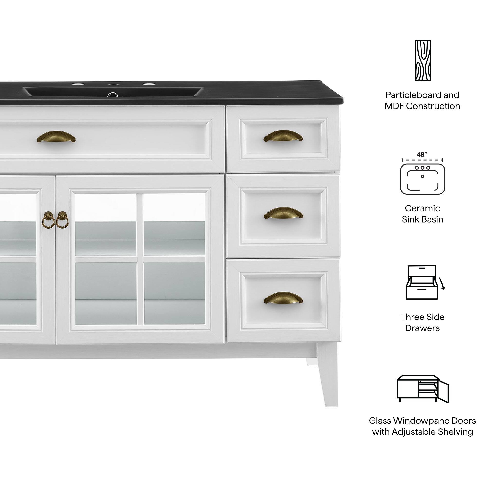 Modway Isle Bathroom Vanity Basin Included White Black EEI-5479-WHI-BLK ...