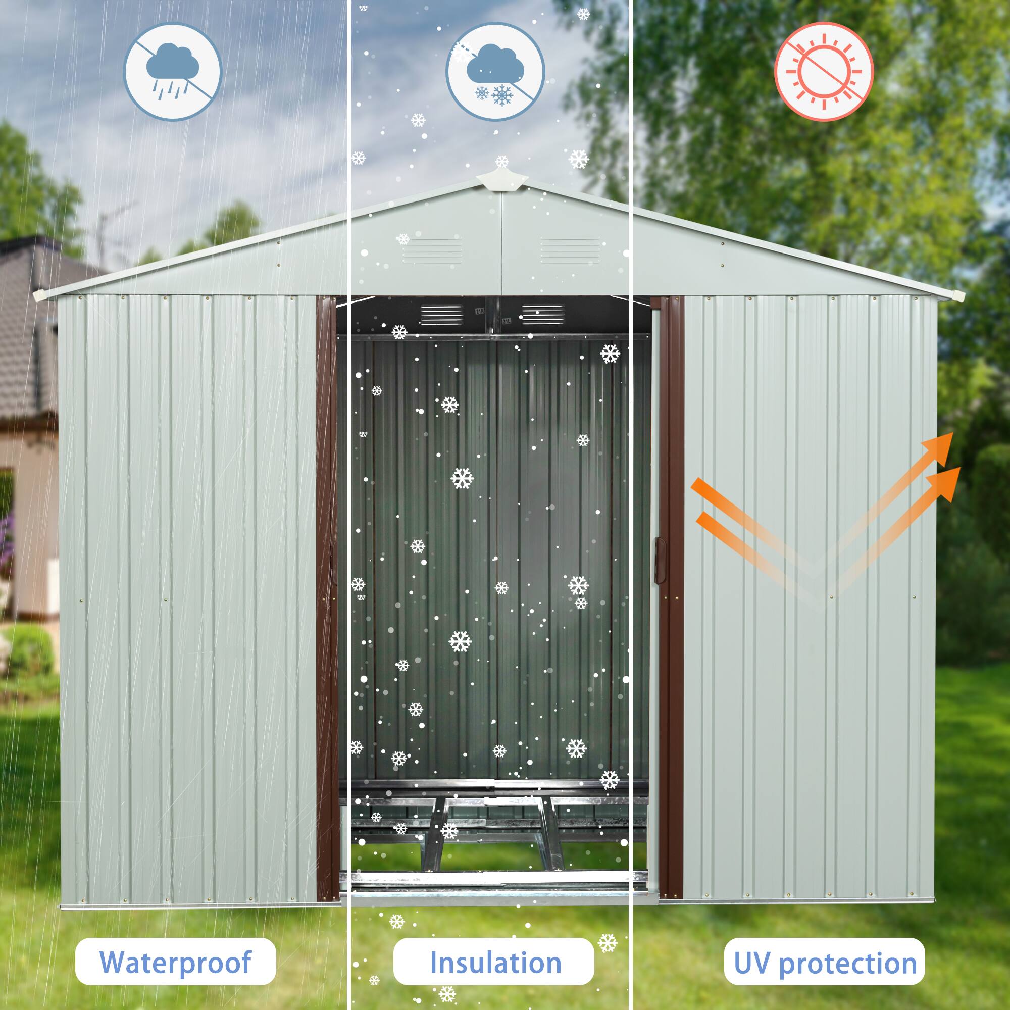 Mondawe 6ft x 5ft Outdoor Metal Storage Shed with Metal foundation ...