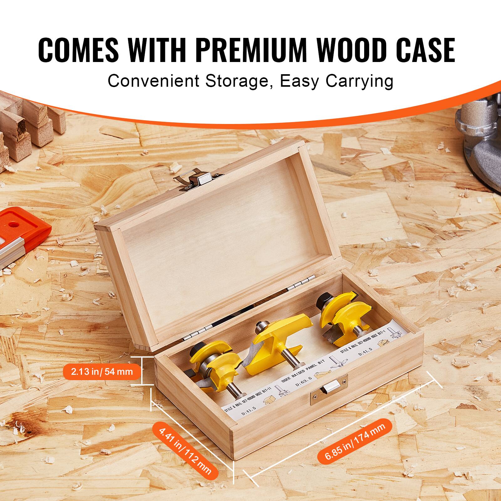 VEVOR Router Bits Set, 3 Pieces, Carbide Router Bit Kit with 1/4 Inch ...