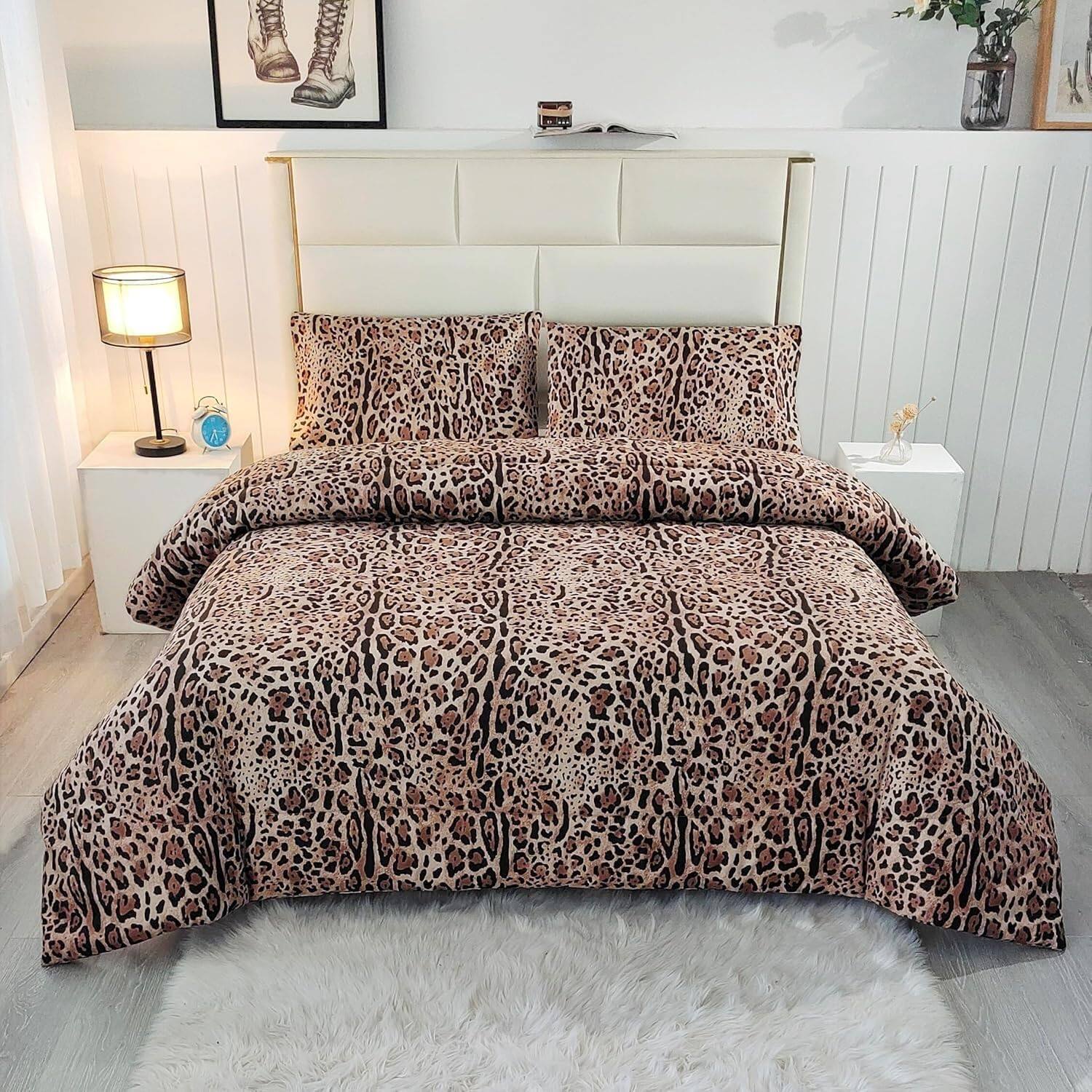 Dapper Styles Comforter Set Queen Soft Leopard Print Bedding For Gamer ...
