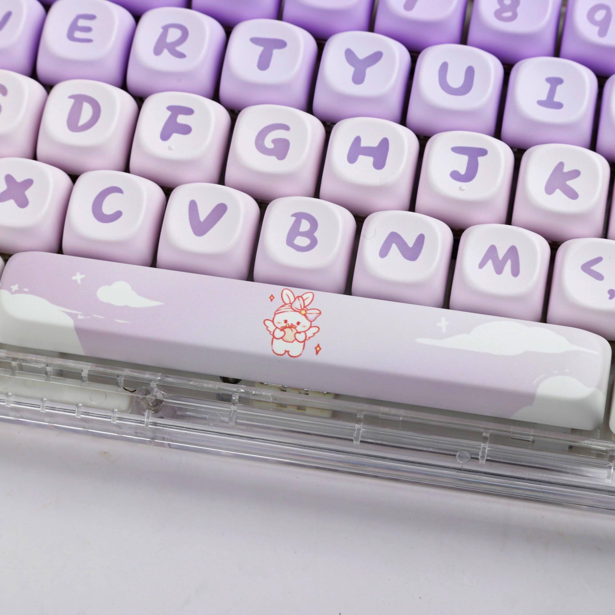 Stylel Star Keycaps 142 Keys Purple Rabbit Cute Moa Profile Dye ...