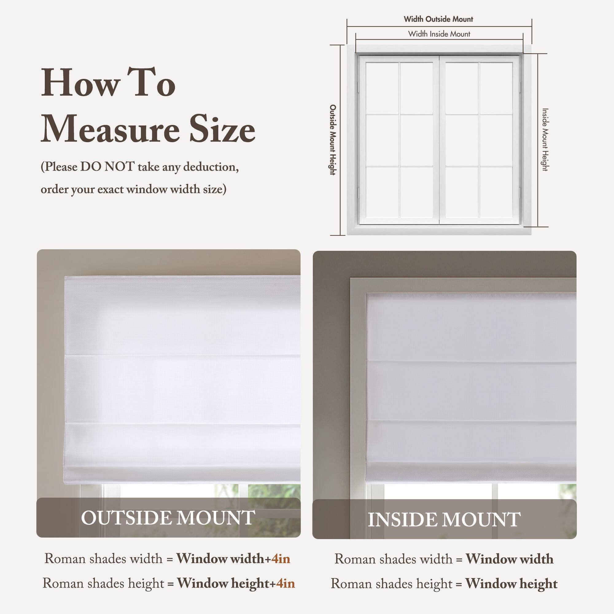 BreeBe 1PC 39x64' Cordless Roman Blind Galen Matte fabric White ...