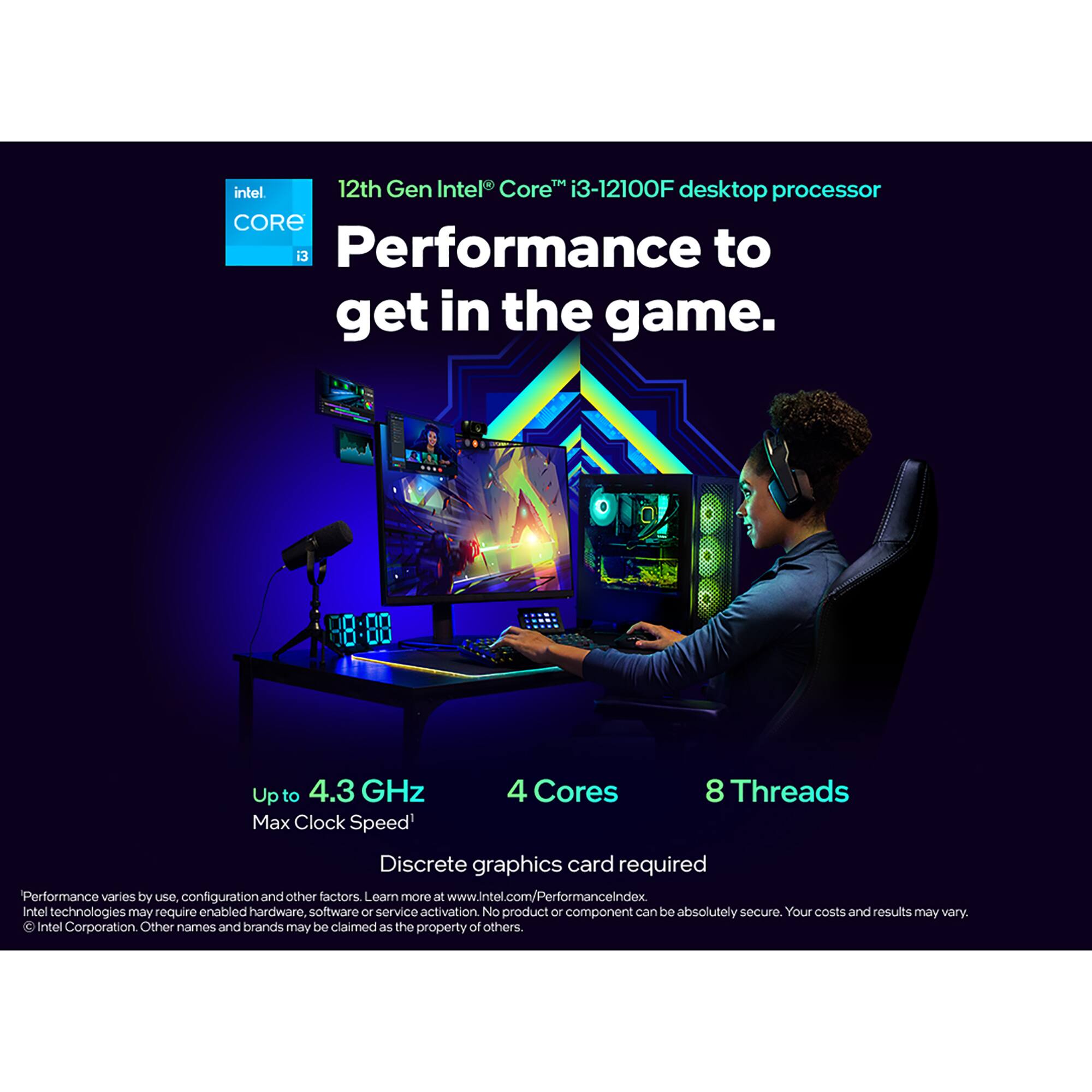 Intel Core i3 12100F 12th Generation 4 Core 8 Thread 3.3 to 4.3 GHz ...