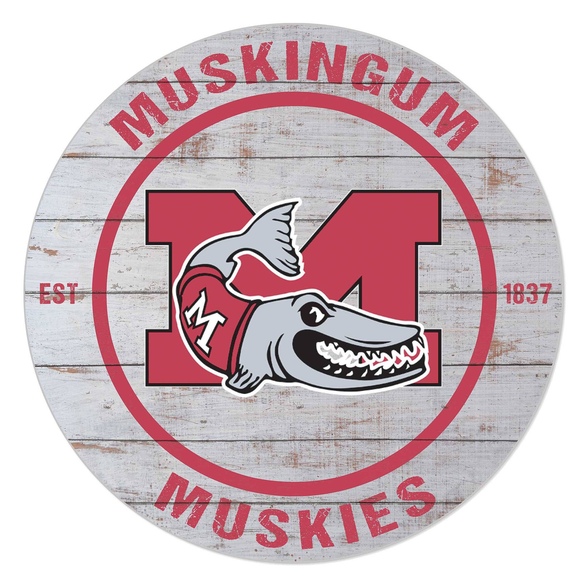 Jardine Muskingum Muskies 20'' x 20'' Indoor/Outdoor Weathered Circle ...