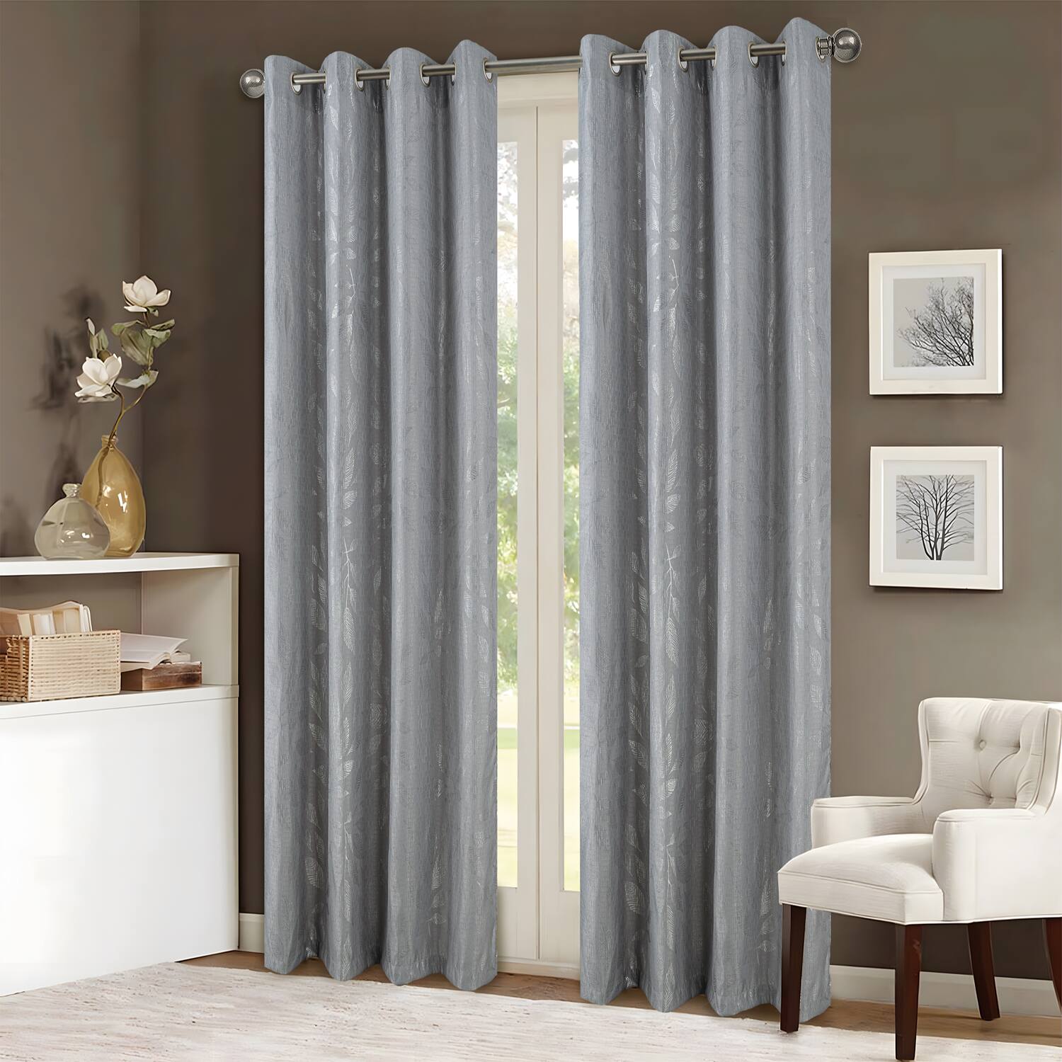 RT Designers Collection Bexley Foil Jacquard Polyester Window Curtain ...