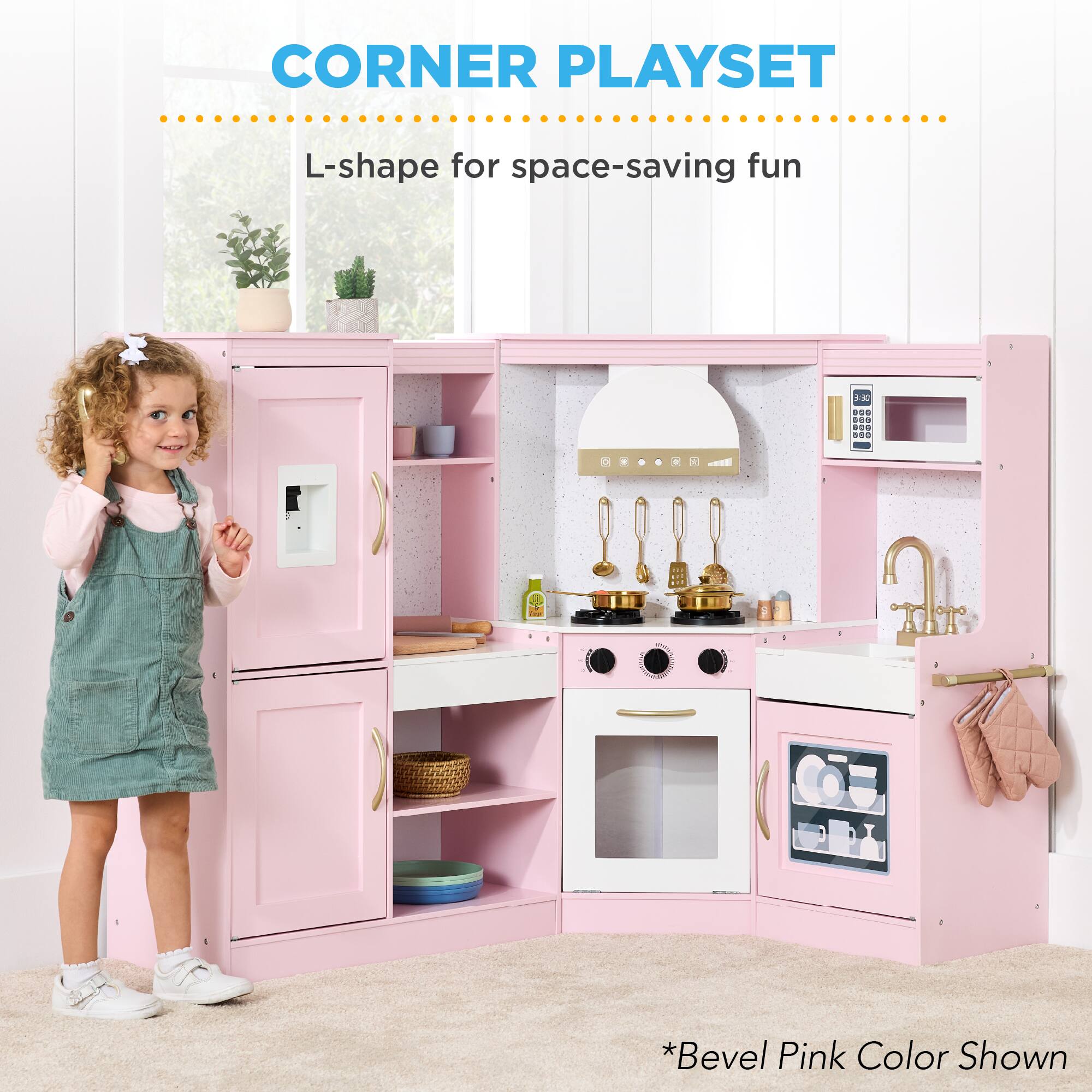 Best Choice Products Pretend Play Corner Kitchen, Interactive Wooden ...
