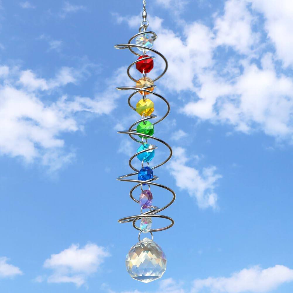 Fabibe Suncatcher Wind Spinner Gazing Ball Spiral Tail Crystal Sun ...