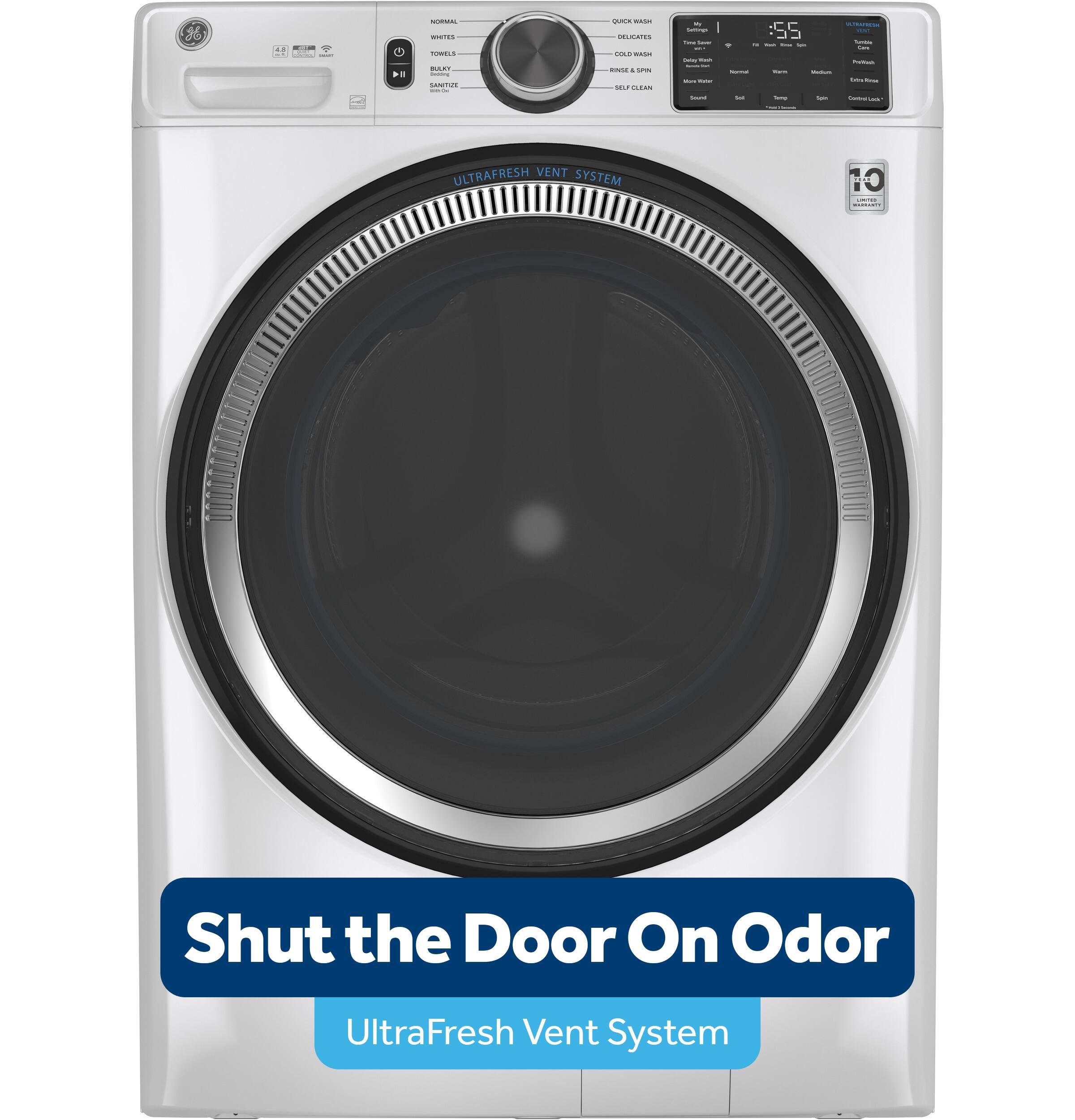 GE 5.0 Cu. Ft. Stackable Smart Front Load Washer with Steam ...