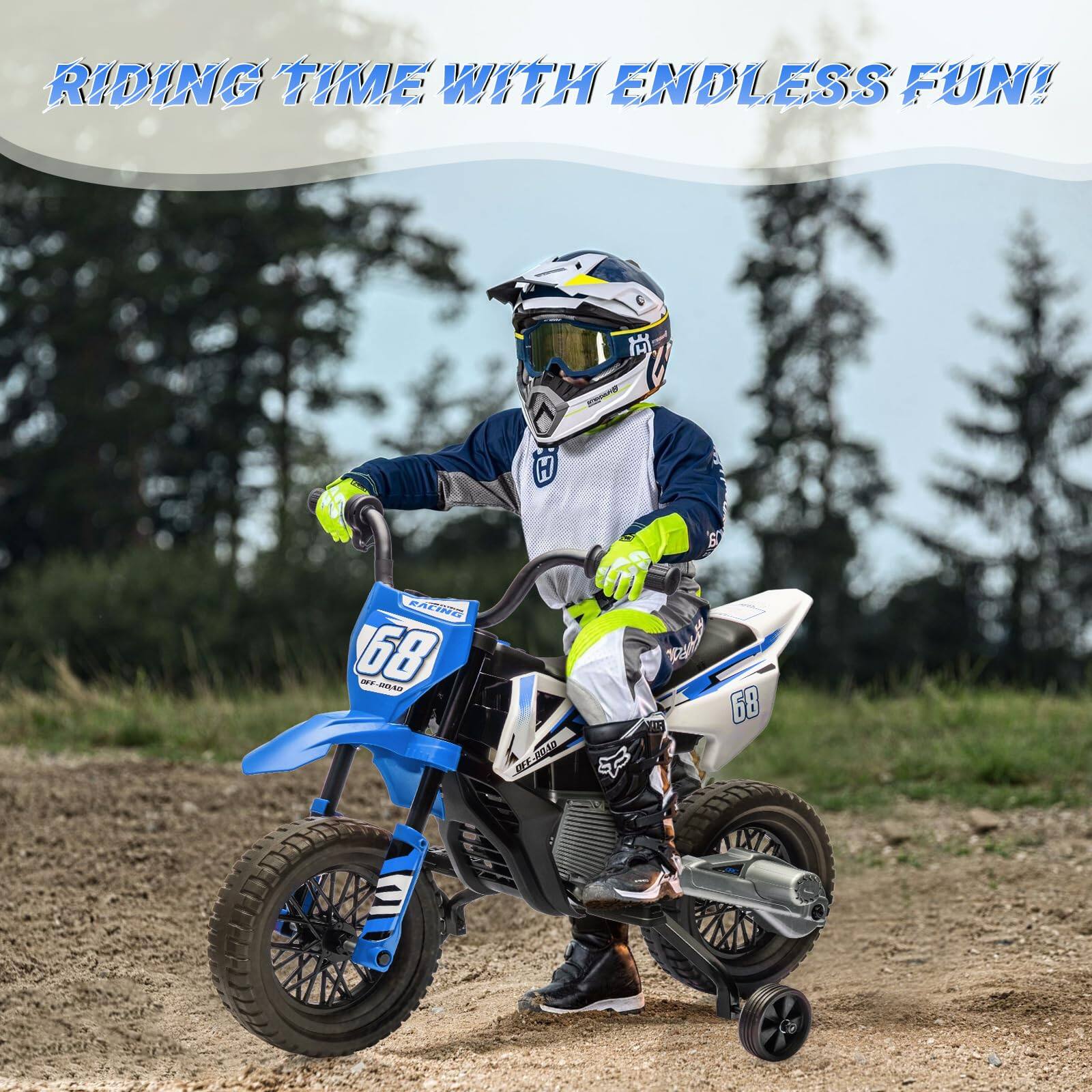 Acekool 12V Kids Electric Dirt Bike with Training Wheels, Twist Grip ...