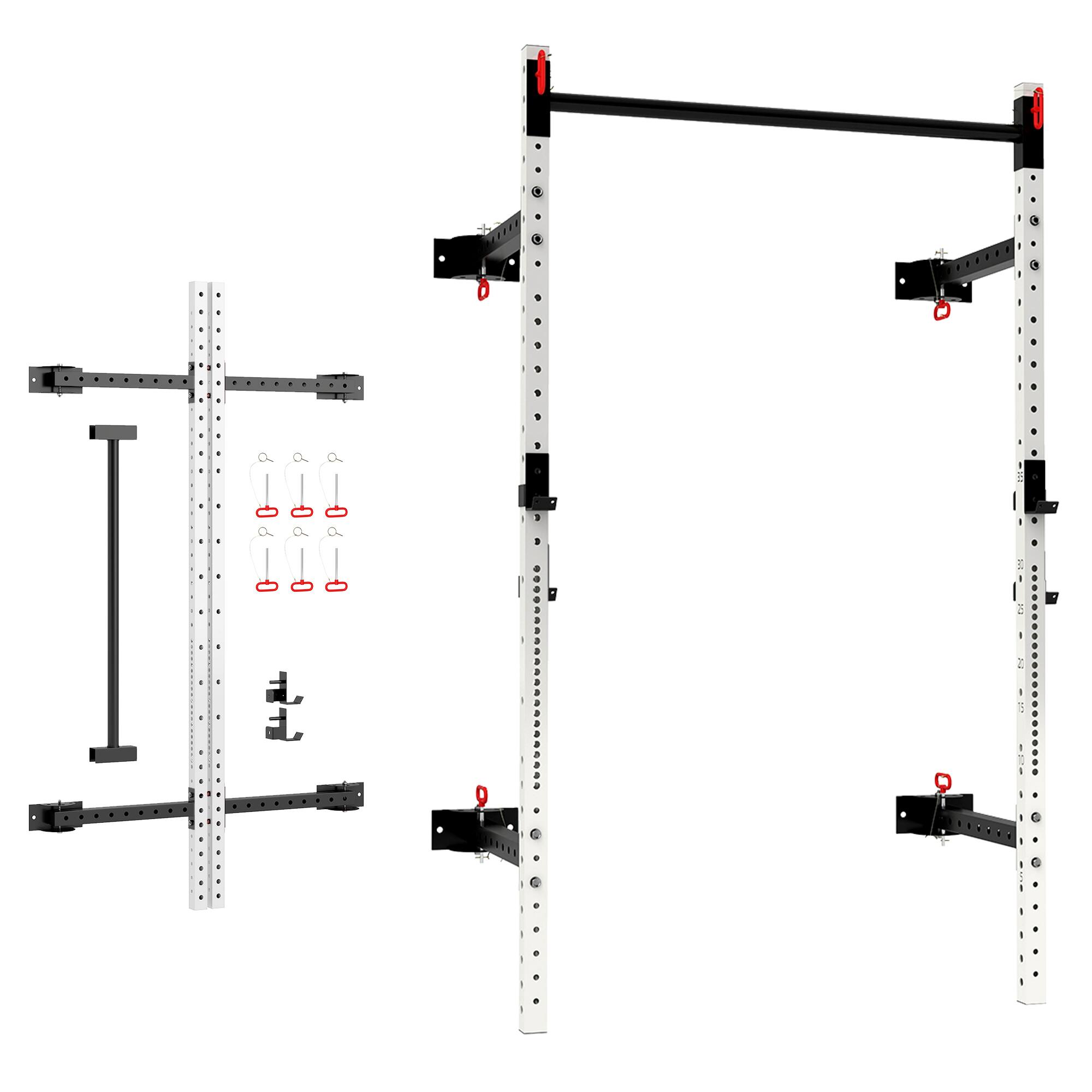 Soozier Folding Squat Rack with Adjustable Pull Up Bar, 1000 Pounds ...