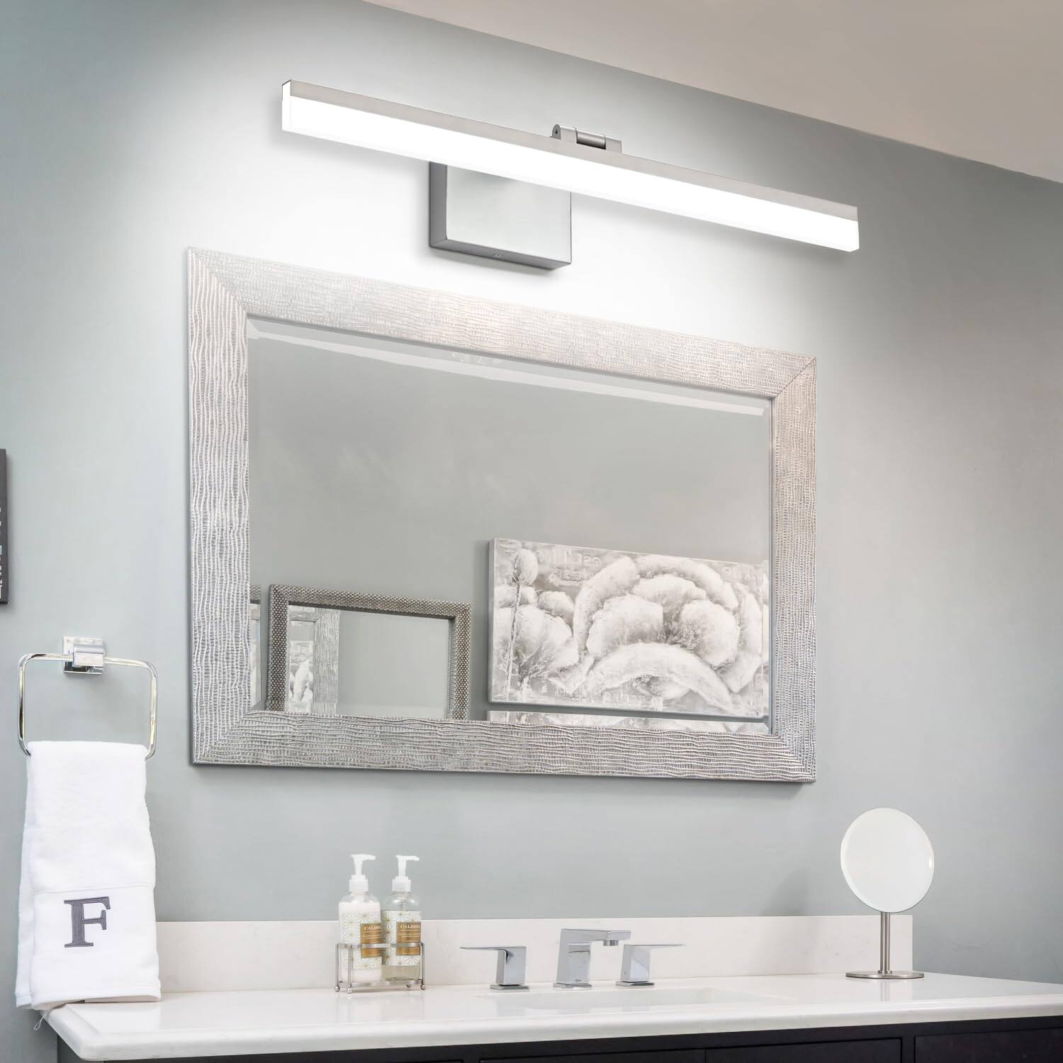 Earthley Blooms Led Vanity Lights Brushed Nickel Bathroom Light Fixture ...