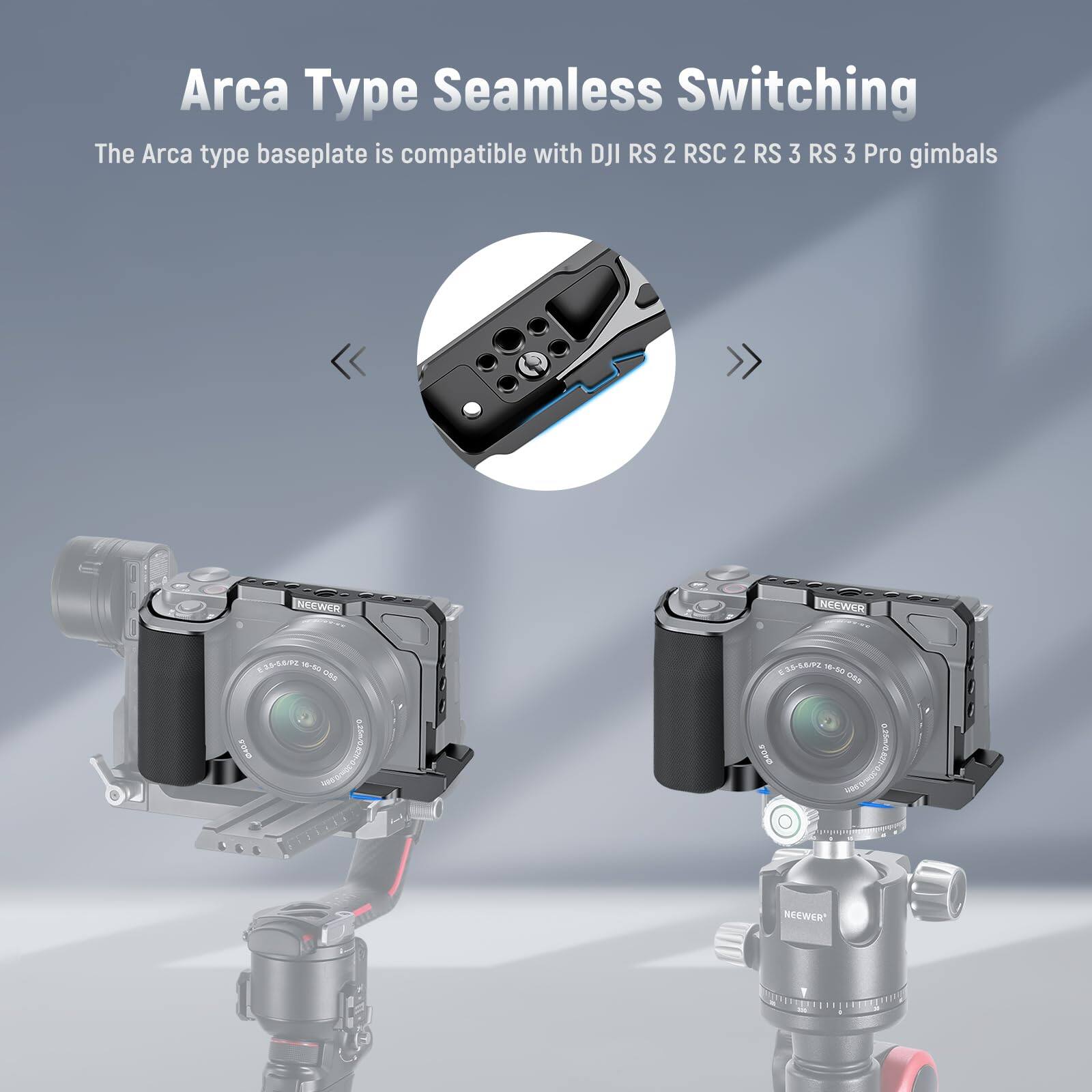 Neewer ZV E10 Camera Cage, Silicone Grip, Arca QR Base, 1/4" & 3/8 ...