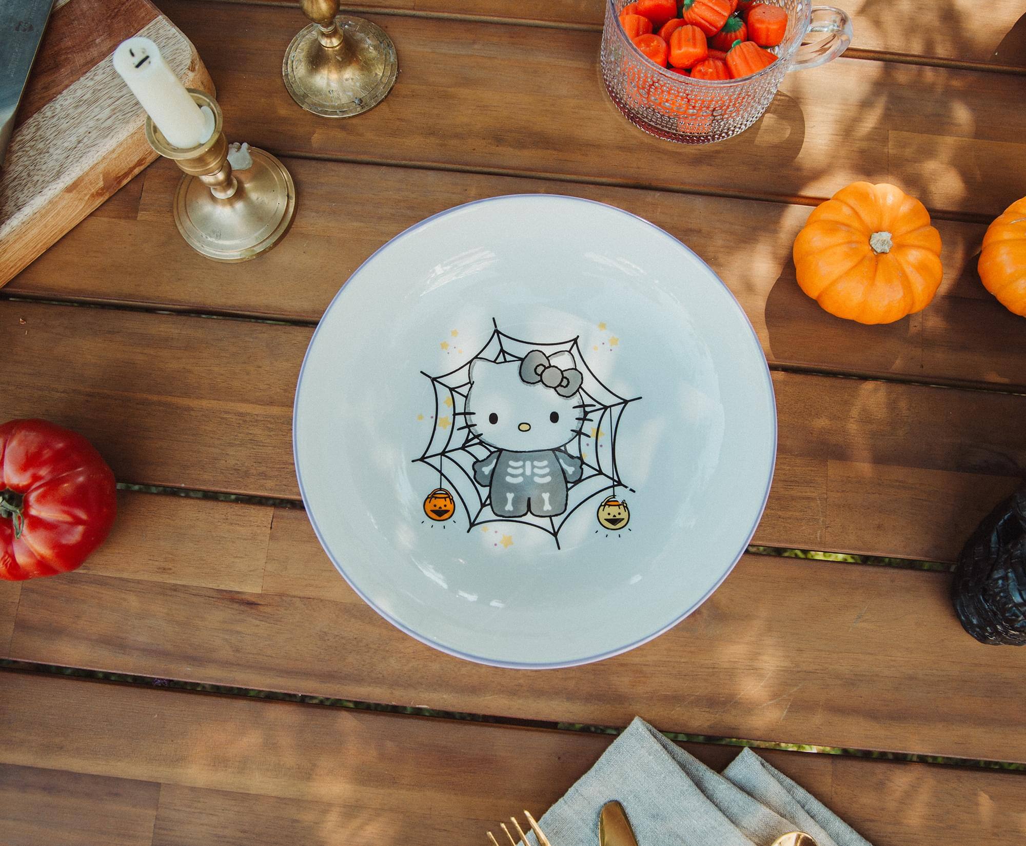 Silver Buffalo Sanrio Hello Kitty Skeleton Web 9 Inch Ceramic Coupe ...