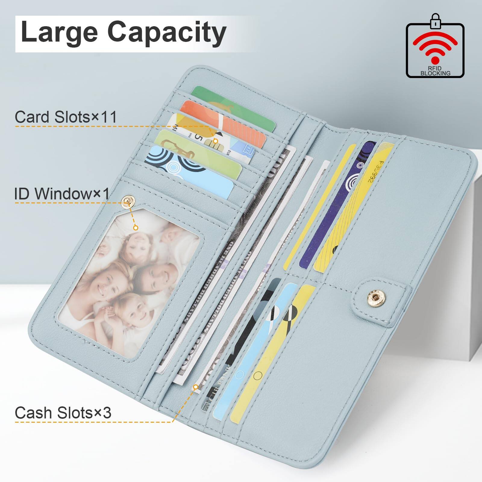 Jadie Link Wallet Women Ultra Slim Thin Leather Womens Rfid Blocking ...