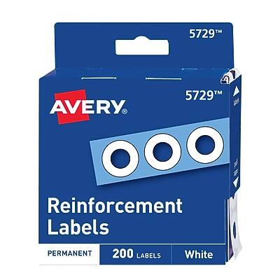 Avery Self Adhesive Plastic Reinforcement Labels, 1/4" Diameter, 200 ...