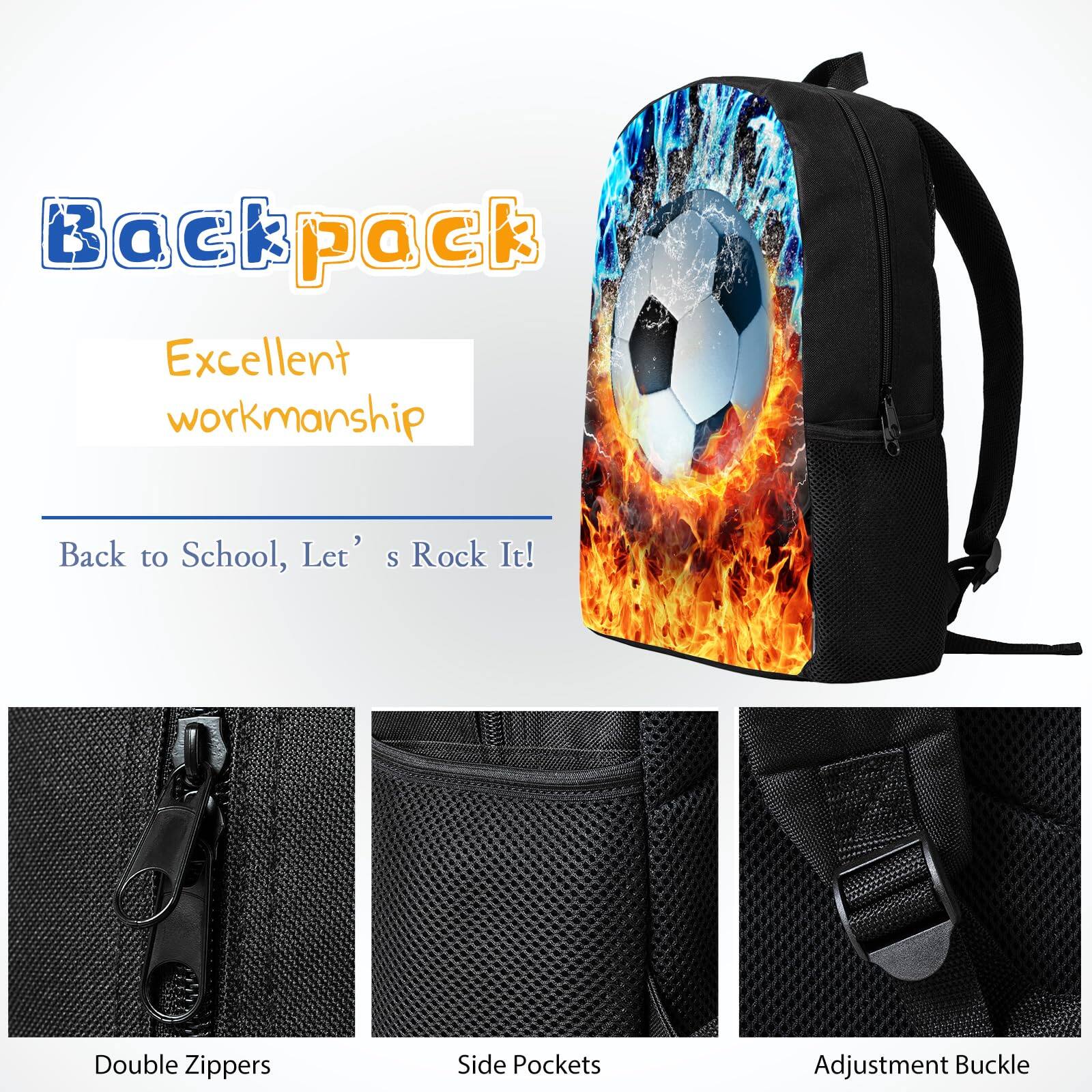 Live At Space 3pcs Soccer Backpack Set For Lightweight Large With Lunch ...