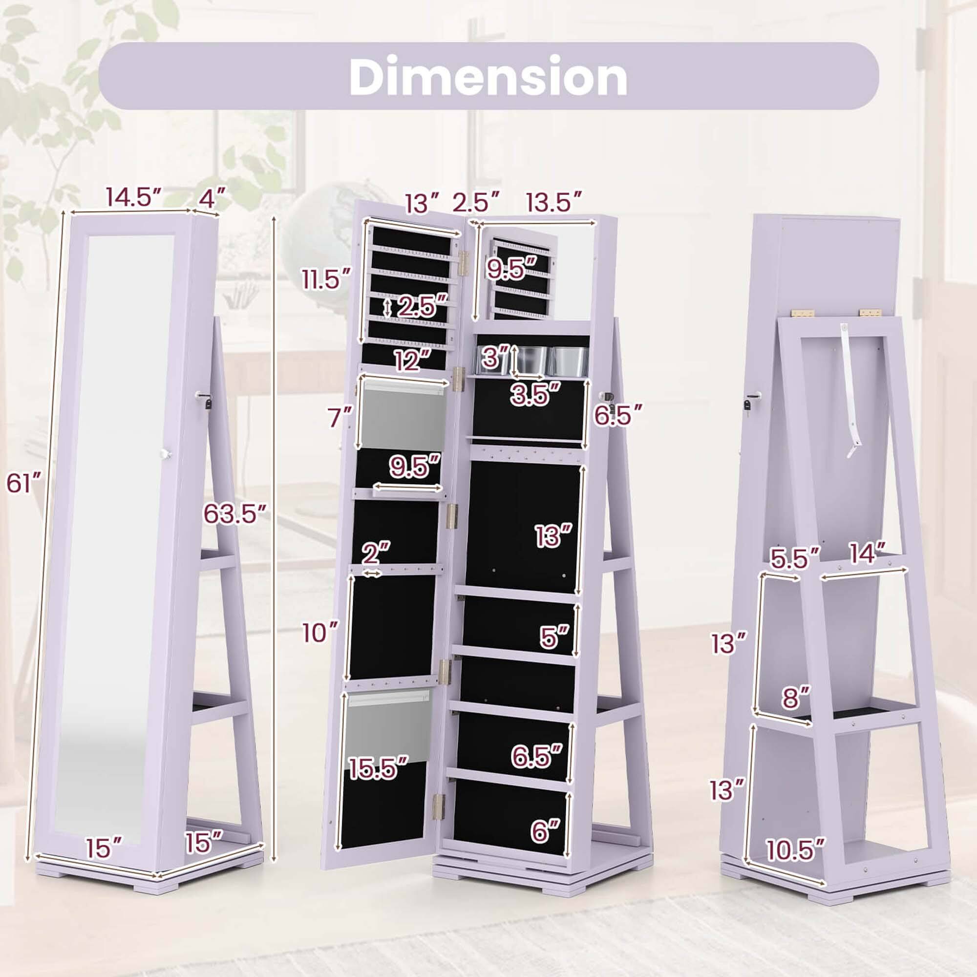 Dimension- 14.5" x 4" x 11.5" x 7" x 9.5" x 2" x 15.5" x 15" x 61"- 13 ...