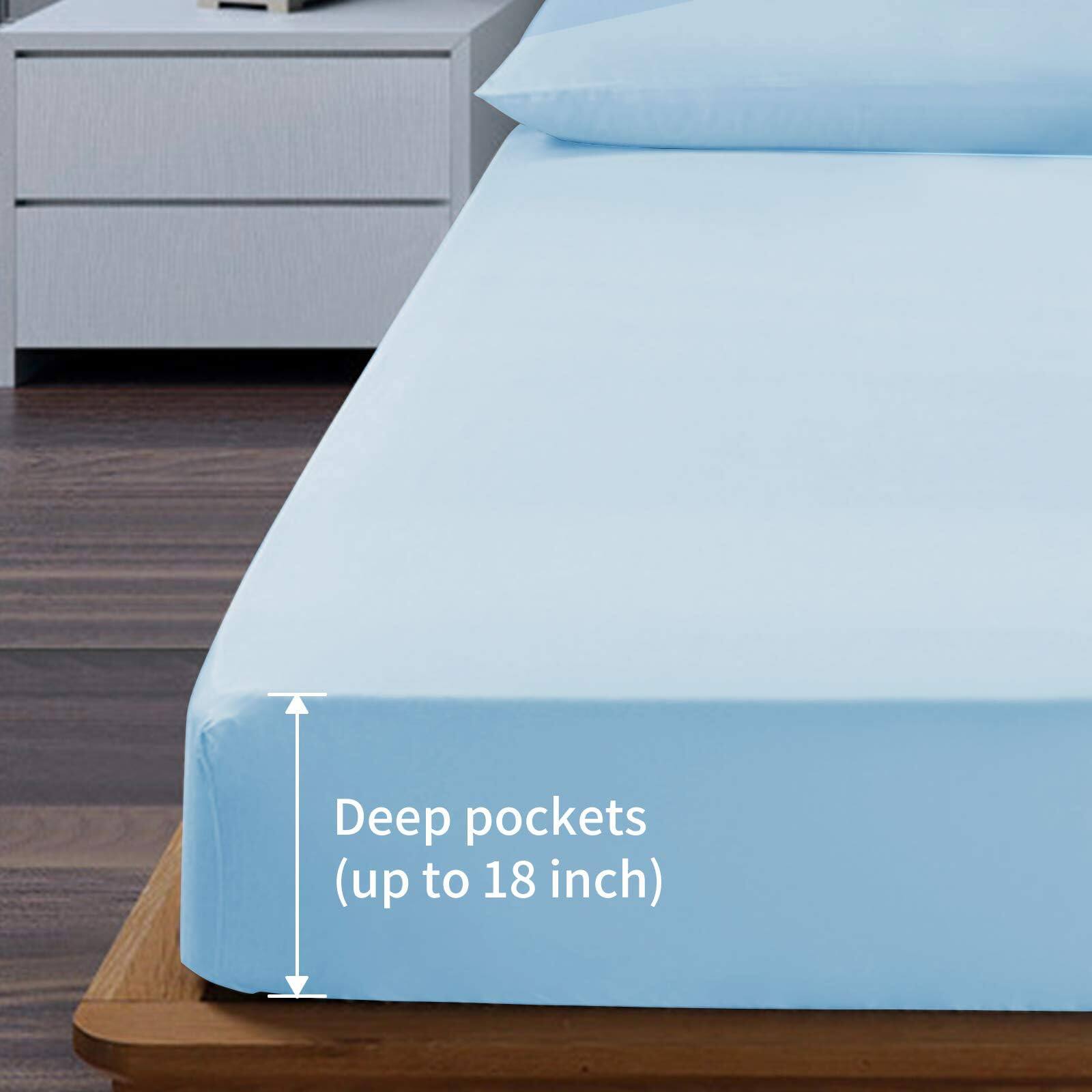 Dapper Styles Light Bed Sheet Set deep Pocket To 18 Inches Mattress ...