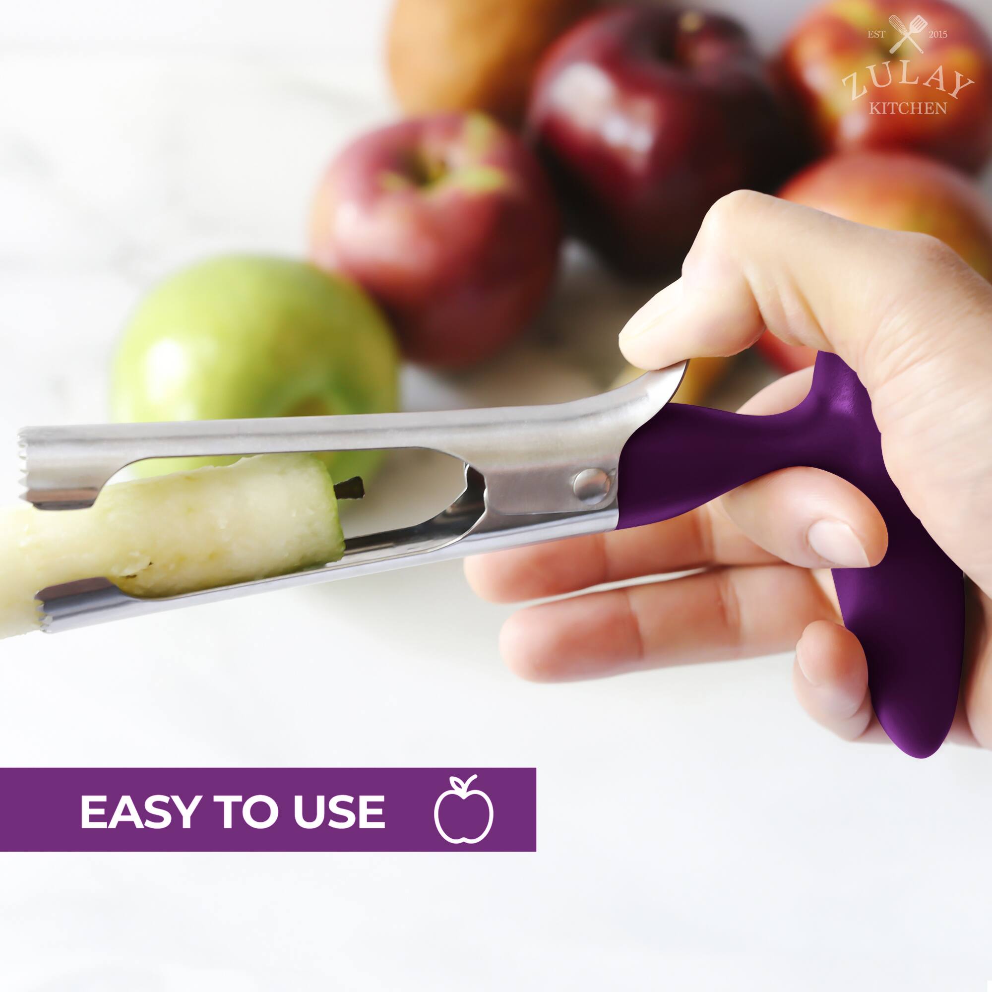Zulay Kitchen Premium Apple Corer Tool Ultra Sharp, Stainless Steel ...