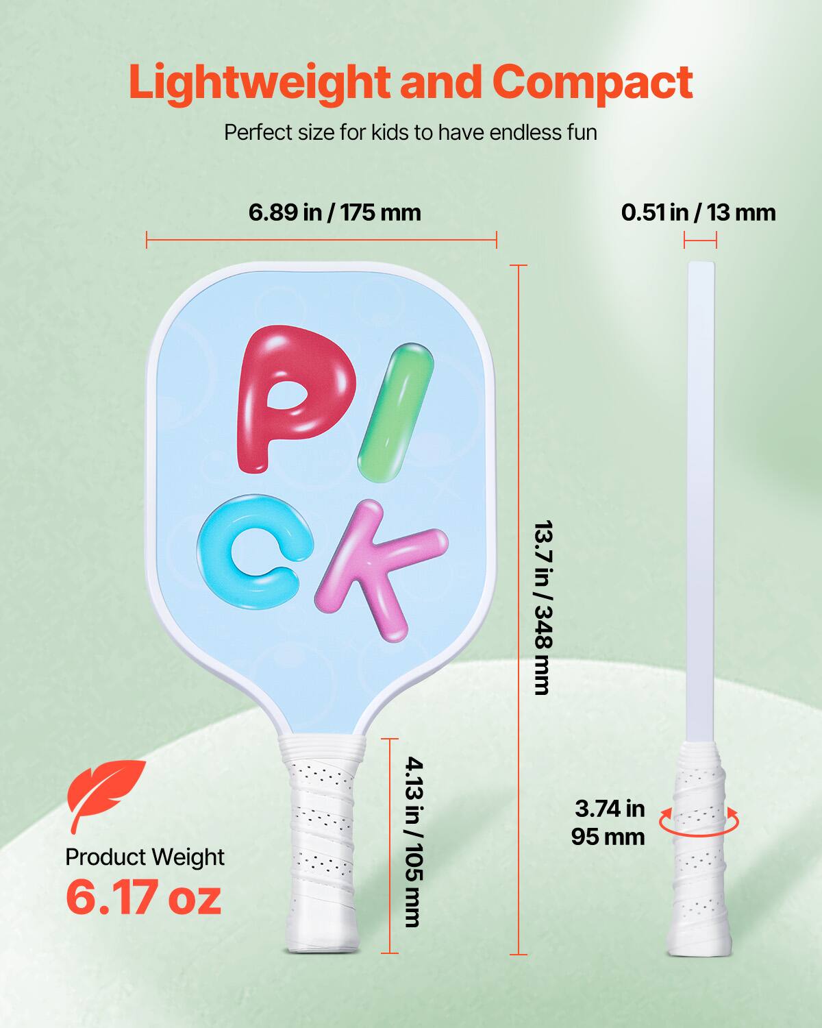 VEVOR Kids Pickleball Paddle, Lightweight Youth Pickleball Paddle with ...