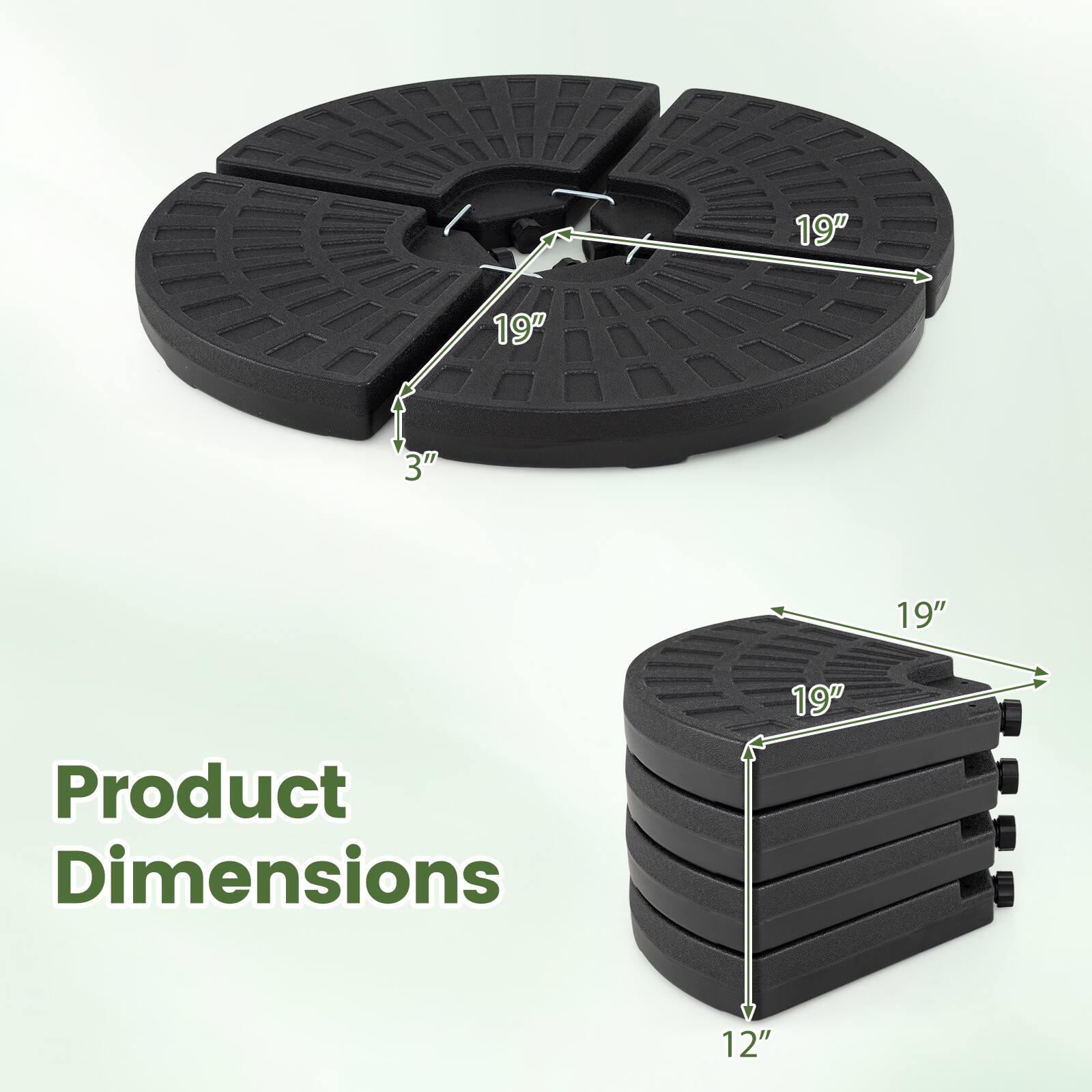 Costway 4 Plate Patio Offset Umbrella Base Stand Weights Sand/Water ...