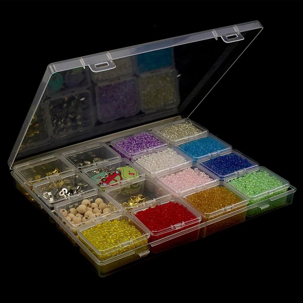 RTMB 64 Clear Plastic Bead Organizer Boxes, Hinged Lids, Craft Storage ...