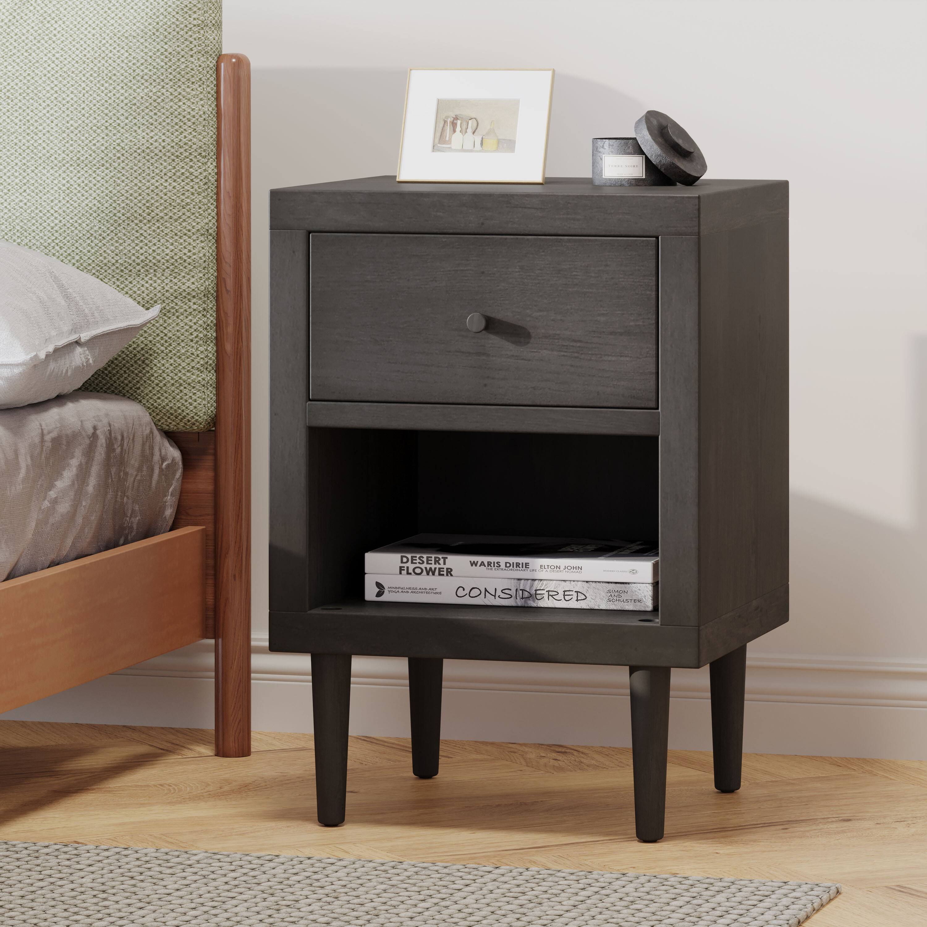 Tiramisubest Mid Century Modern 1 Drawer Nightstand with Faux Wood ...