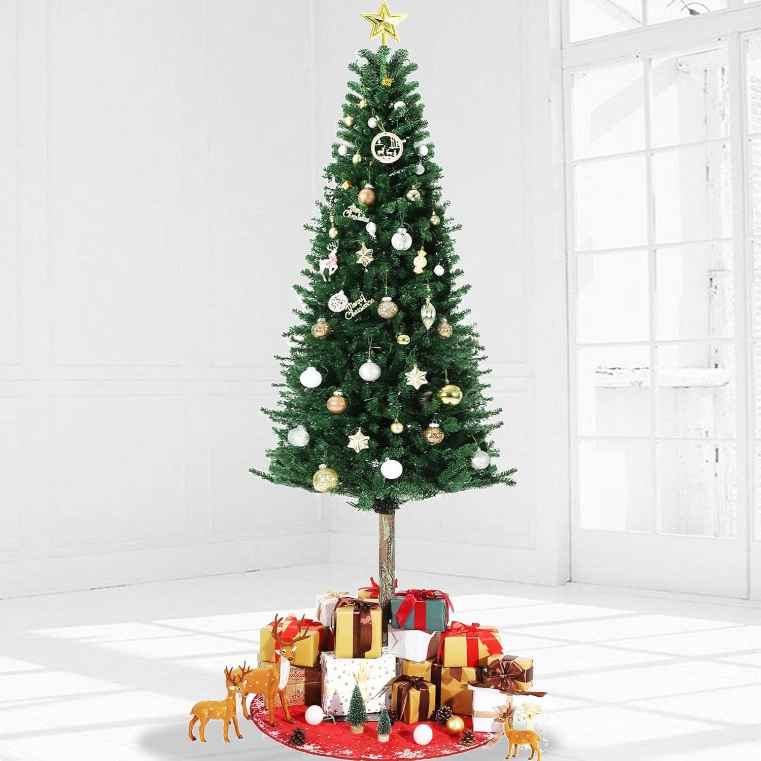 GARVEE Pre Lit Slim Pencil Christmas Tree with LED Lights, Warm White ...