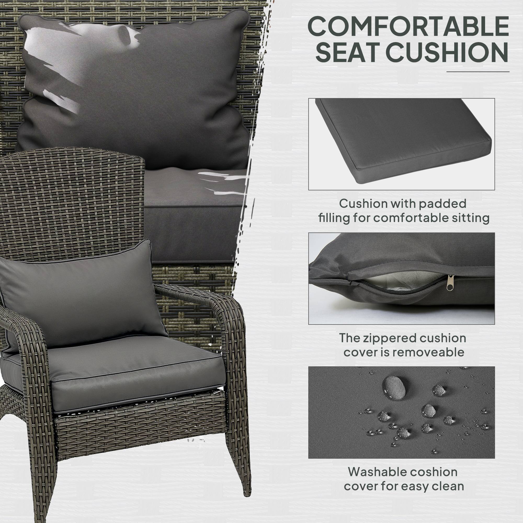 Outsunny Patio Wicker Adirondack Chair, Outdoor All Weather Rattan Fire ...